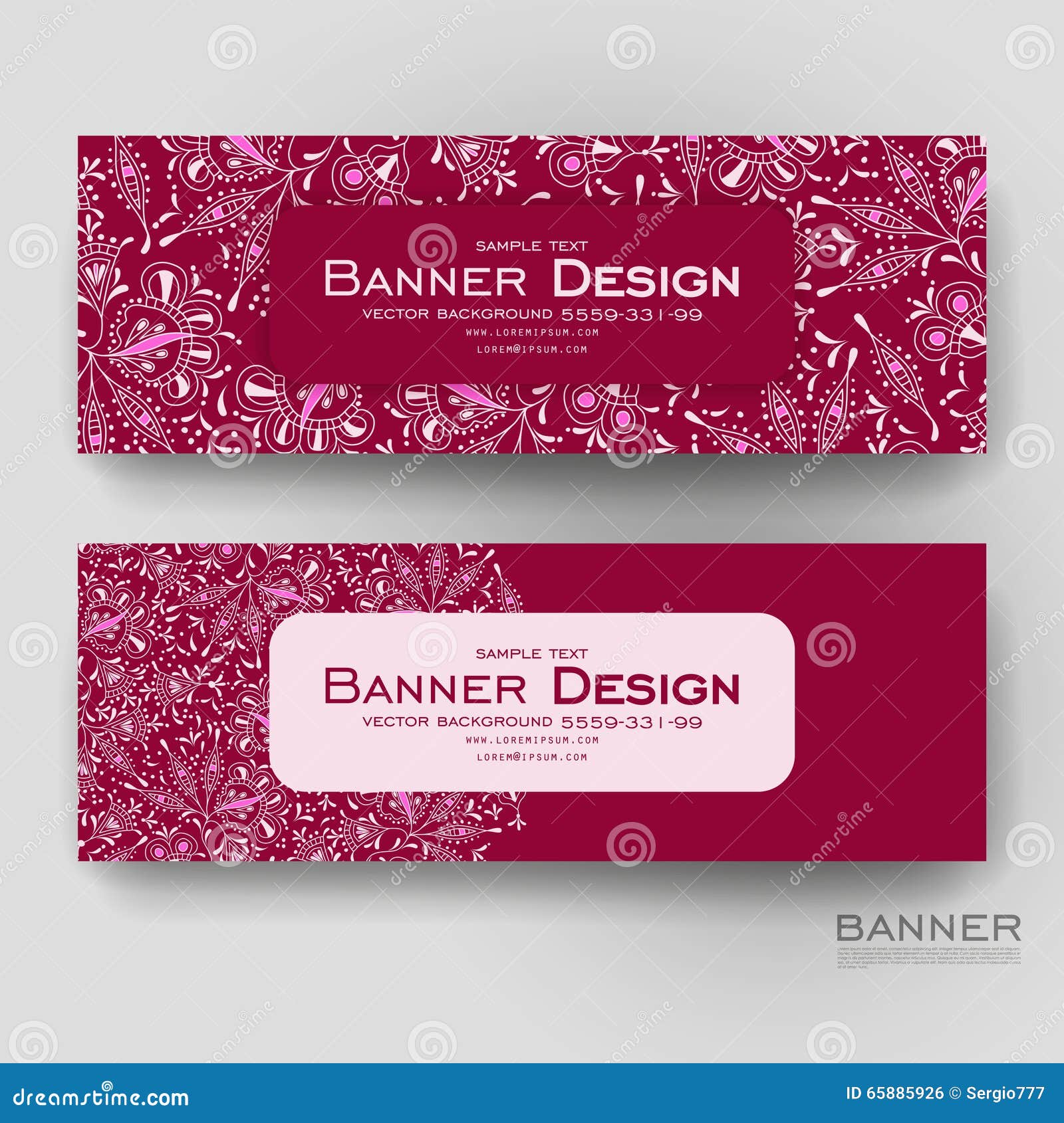 Beautiful Banner Vector Template with Floral Ornament Background Stock ...