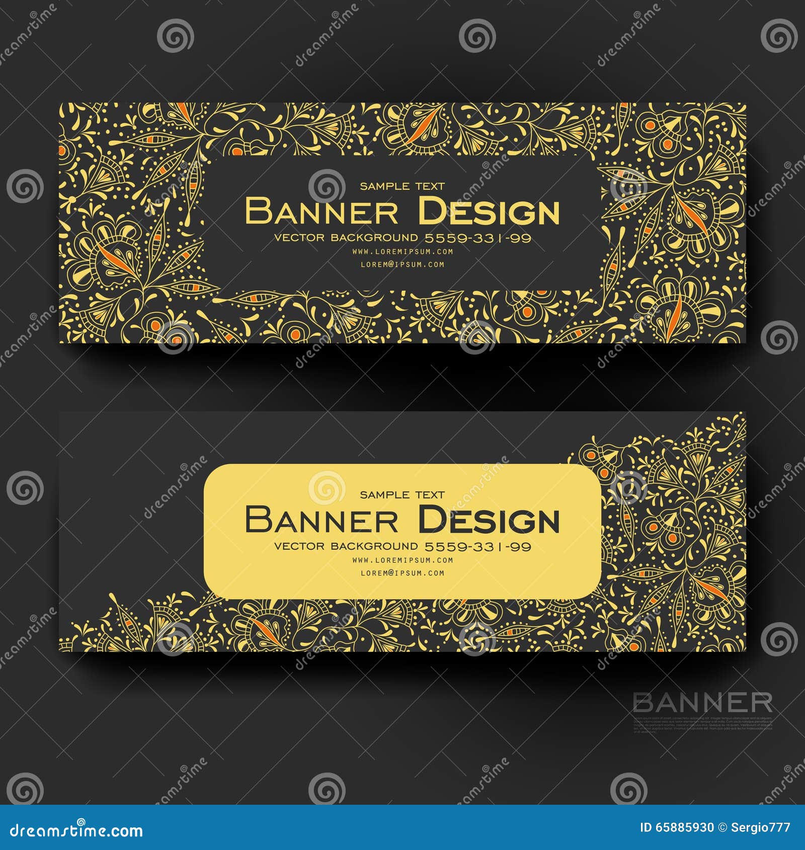 Beautiful Banner Vector Template with Floral Ornament Background Stock ...