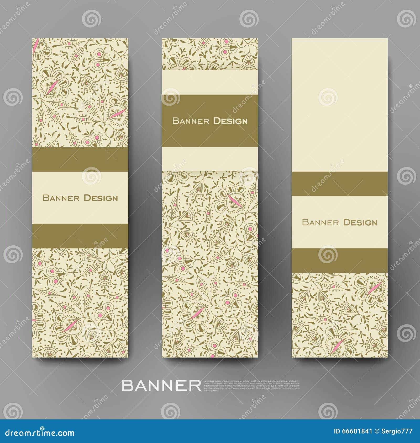 Beautiful Banner Vector Template with Floral Ornament Background Stock ...