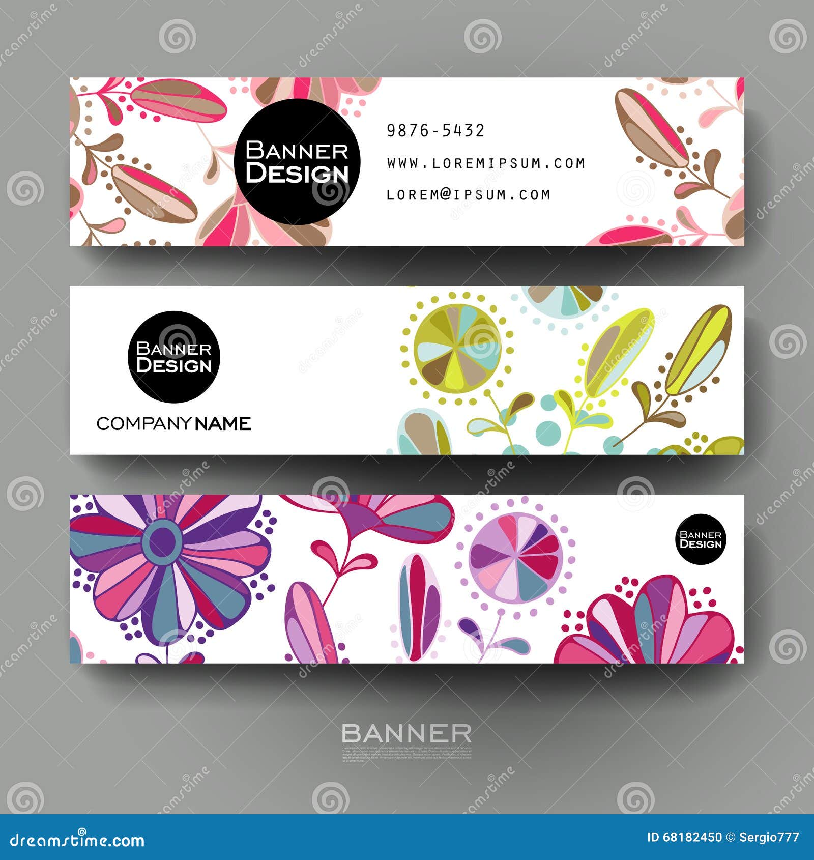 Beautiful Banner Vector Template with Floral Ornament Background Stock ...