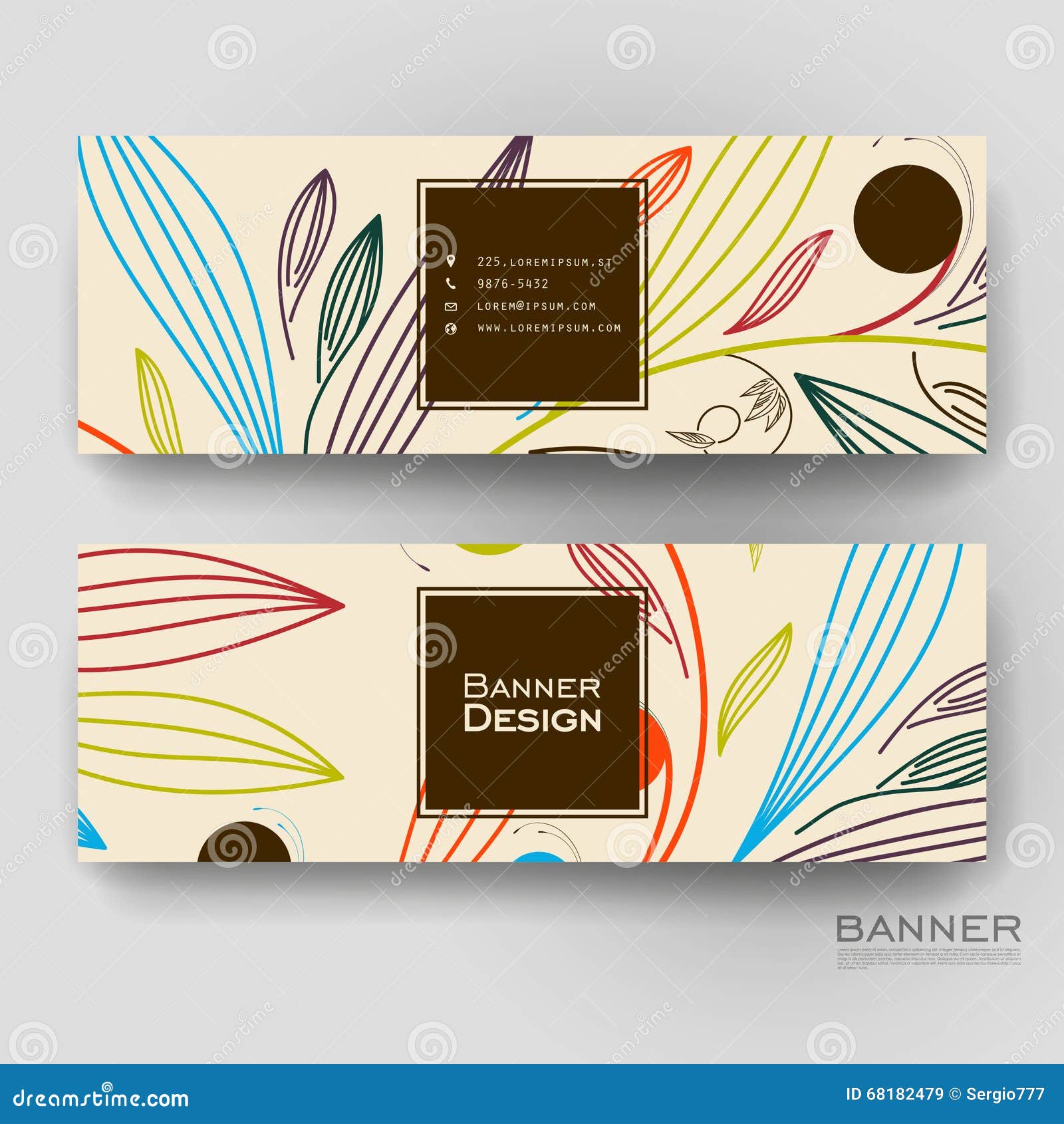 Beautiful Banner Vector Template with Floral Ornament Background Stock ...