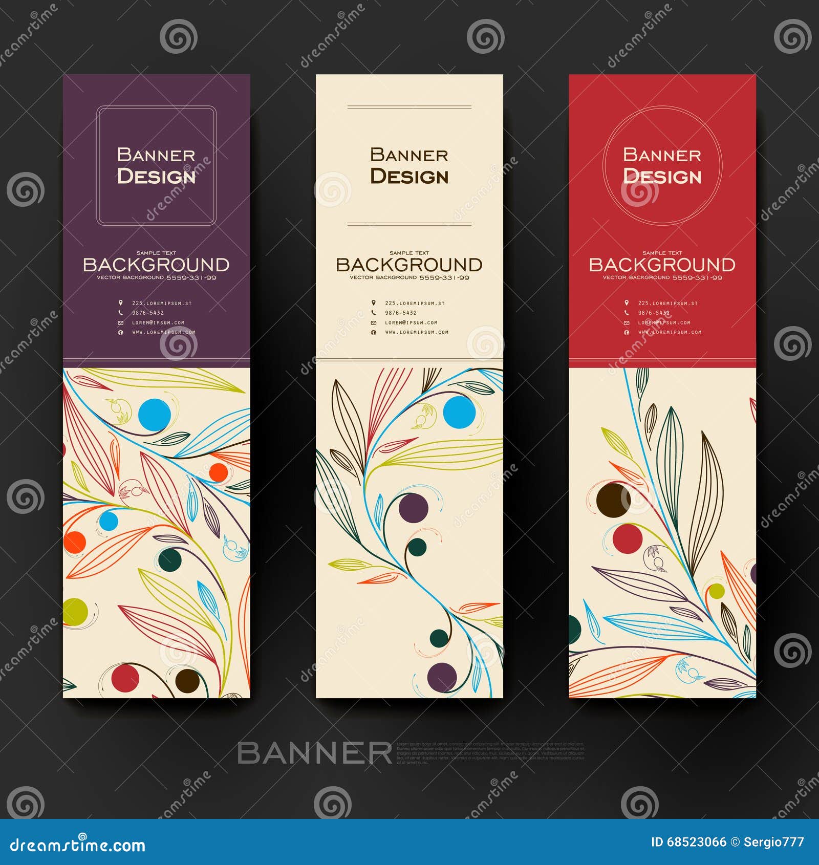 Beautiful Banner Vector Template with Floral Ornament Background Stock ...