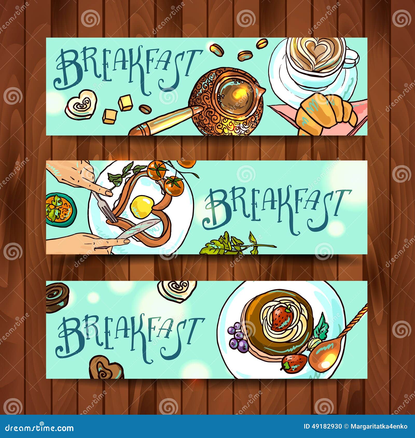 Beautiful Banners Breakfast Stock Vector - Illustration of cuisine ...