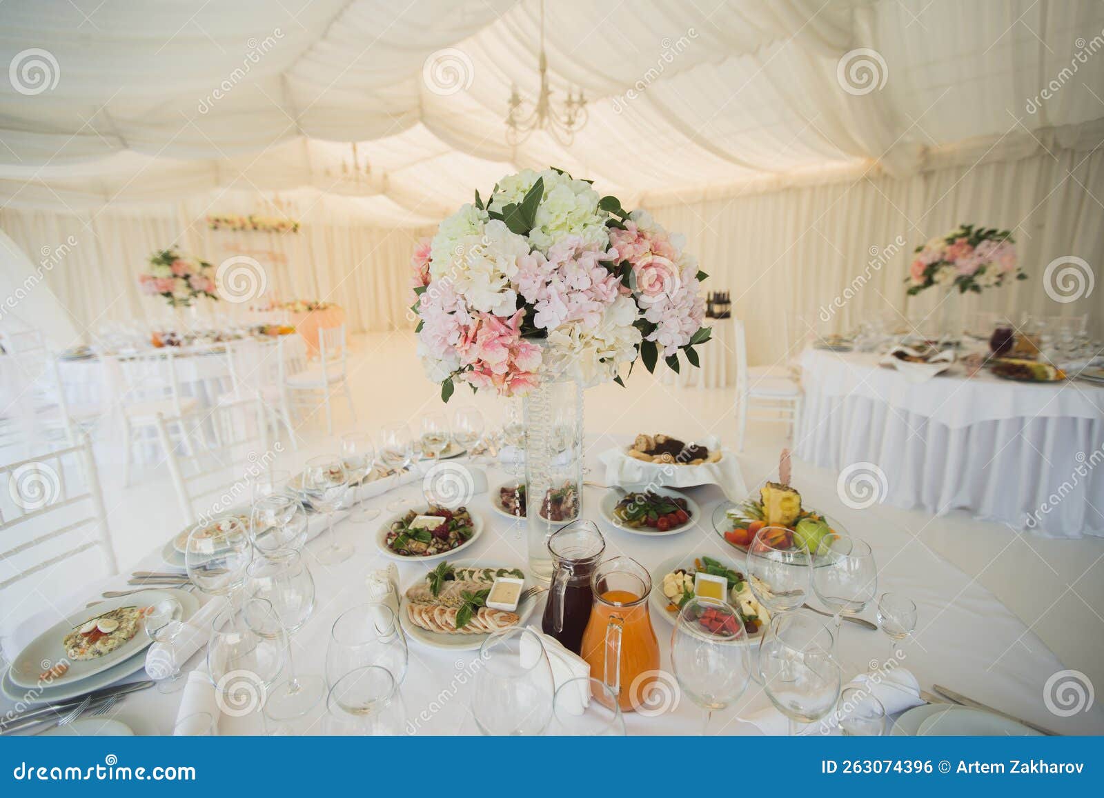 Beautiful Banquet Hall Under a Tent for a Wedding Reception. Stock ...