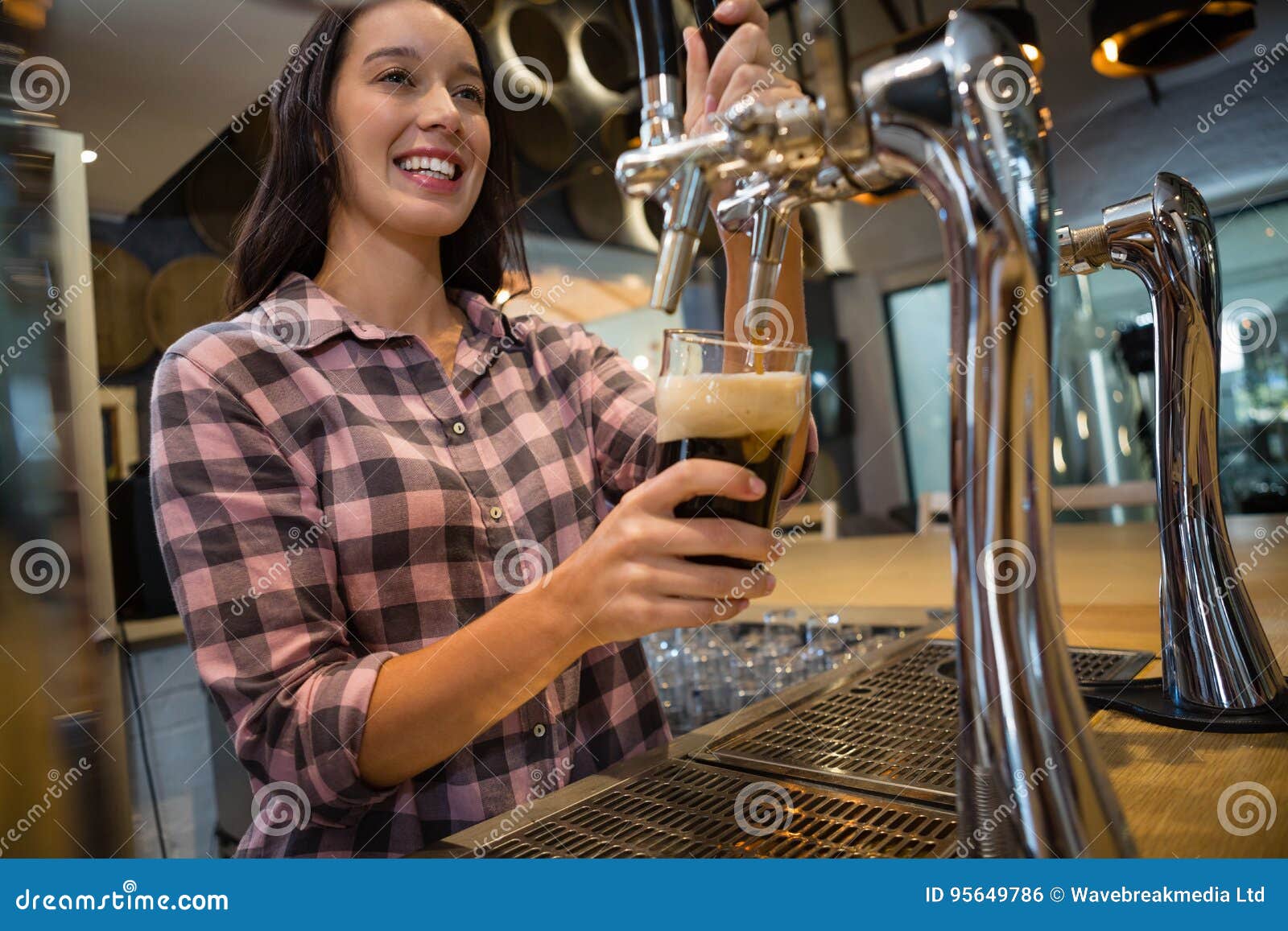 Beautiful Barmaid Preparing Drink at Bar Stock Photo - Image of adult ...