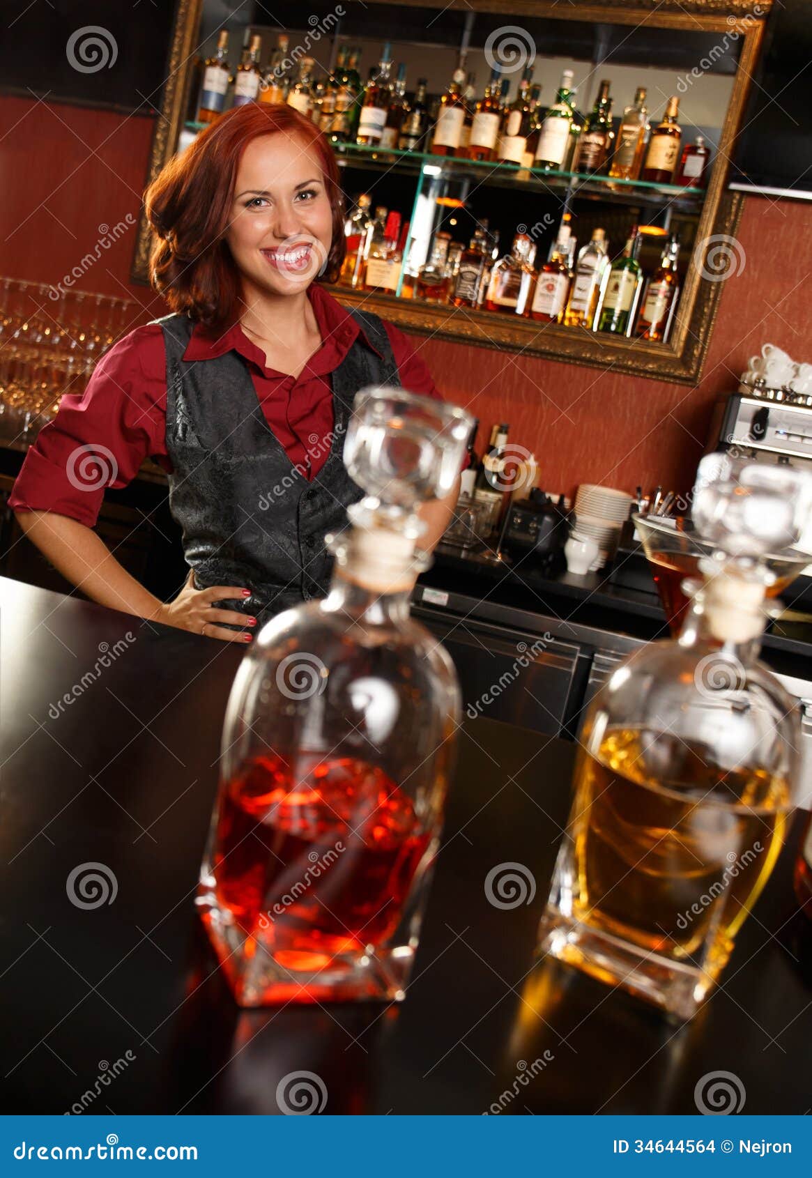 Beautiful barmaid stock photo. Image of girl, drink, caucasian - 34644564