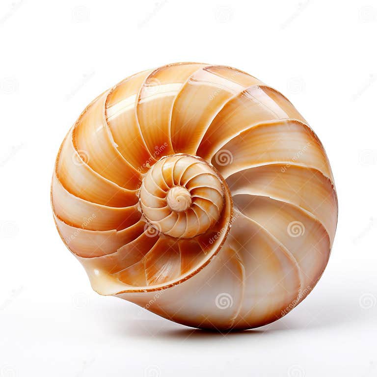 Beautiful Basic Flat Spiraling Shell on White Background Stock ...