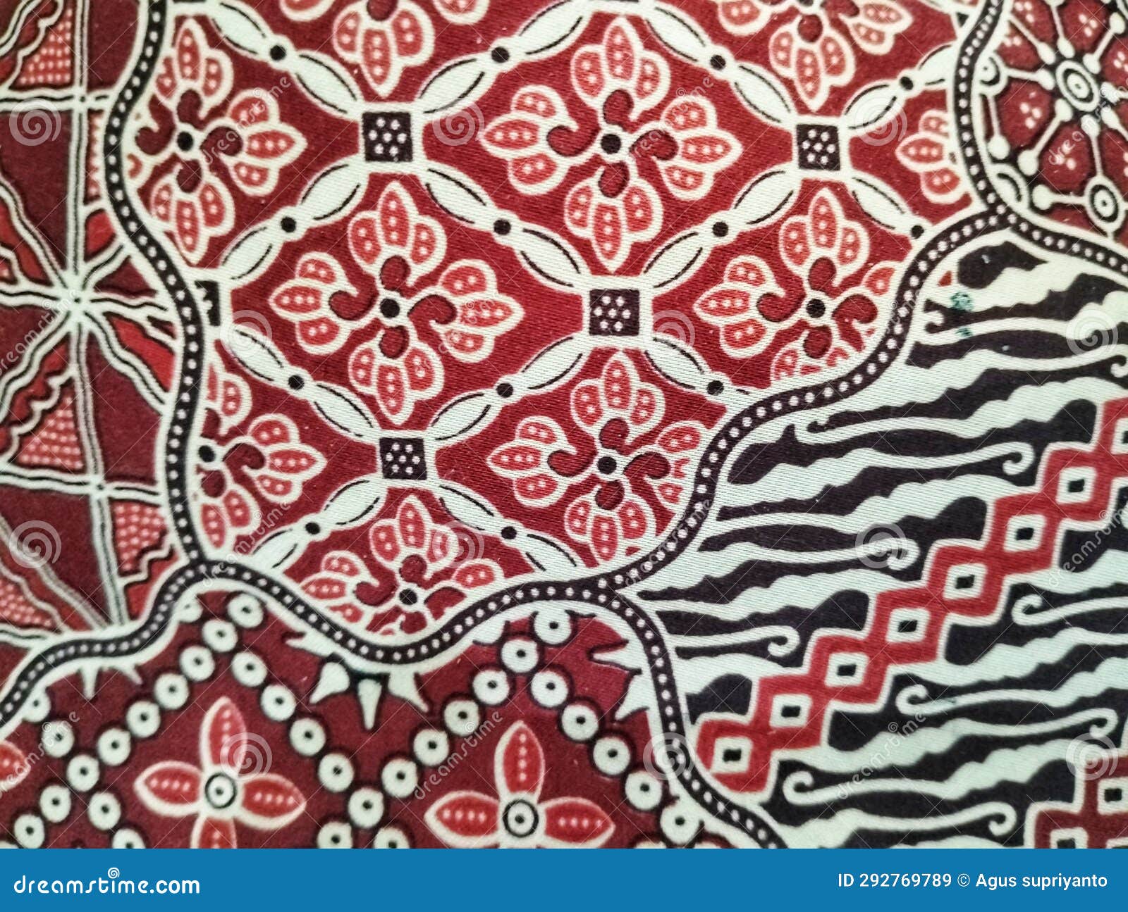 Beautiful Batik with a Combination of Red, White and Black Stock Image ...
