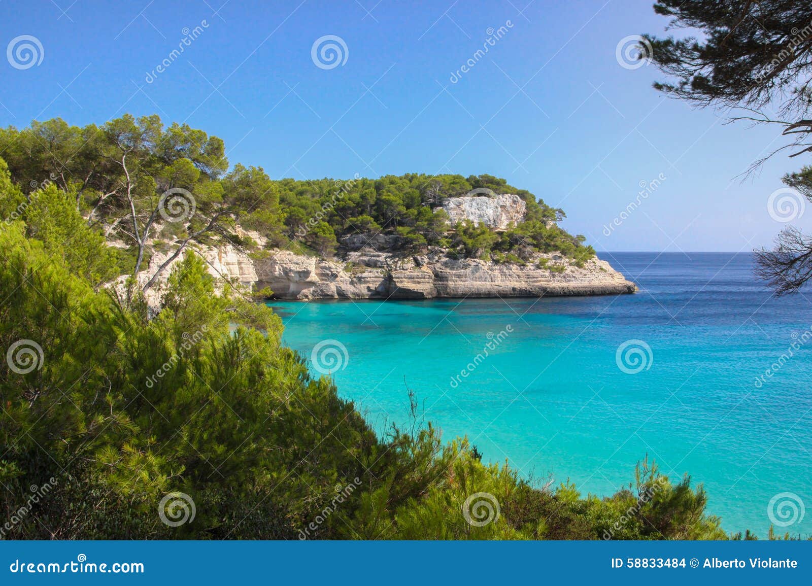 A beautiful bay in Menorca stock photo. Image of boat - 58833484