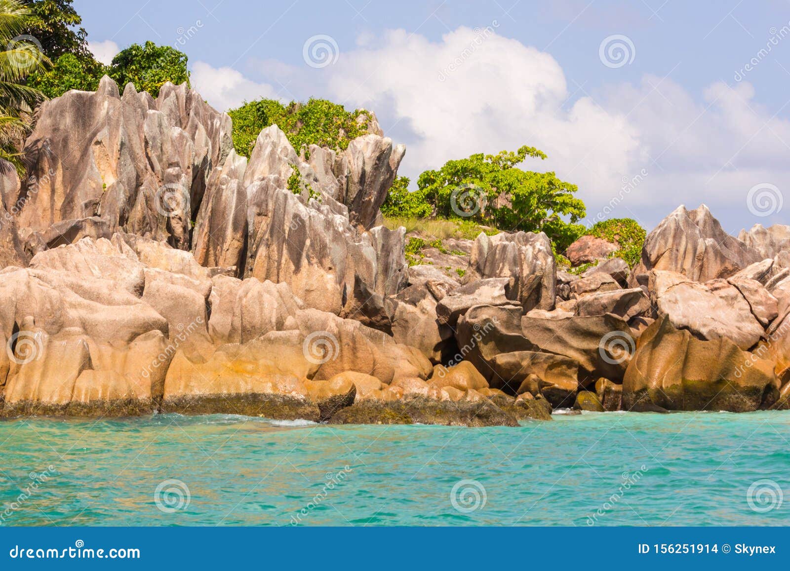 Beautiful Beach with Big Rock and Tree Stock Photo - Image of asia ...