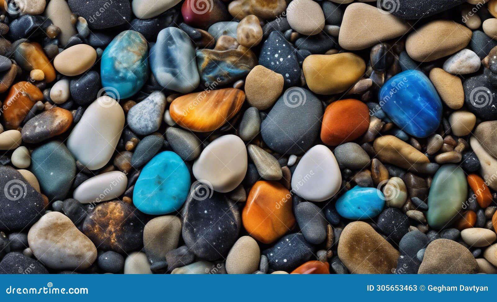 Beautiful Beach Colored Stones in the Beach Side with Waves at the ...