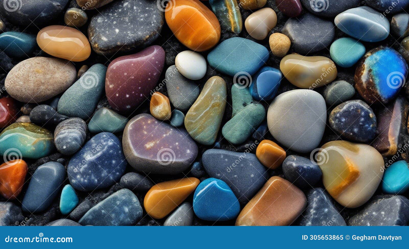 Beautiful Beach Colored Stones in the Beach Side with Waves at the ...