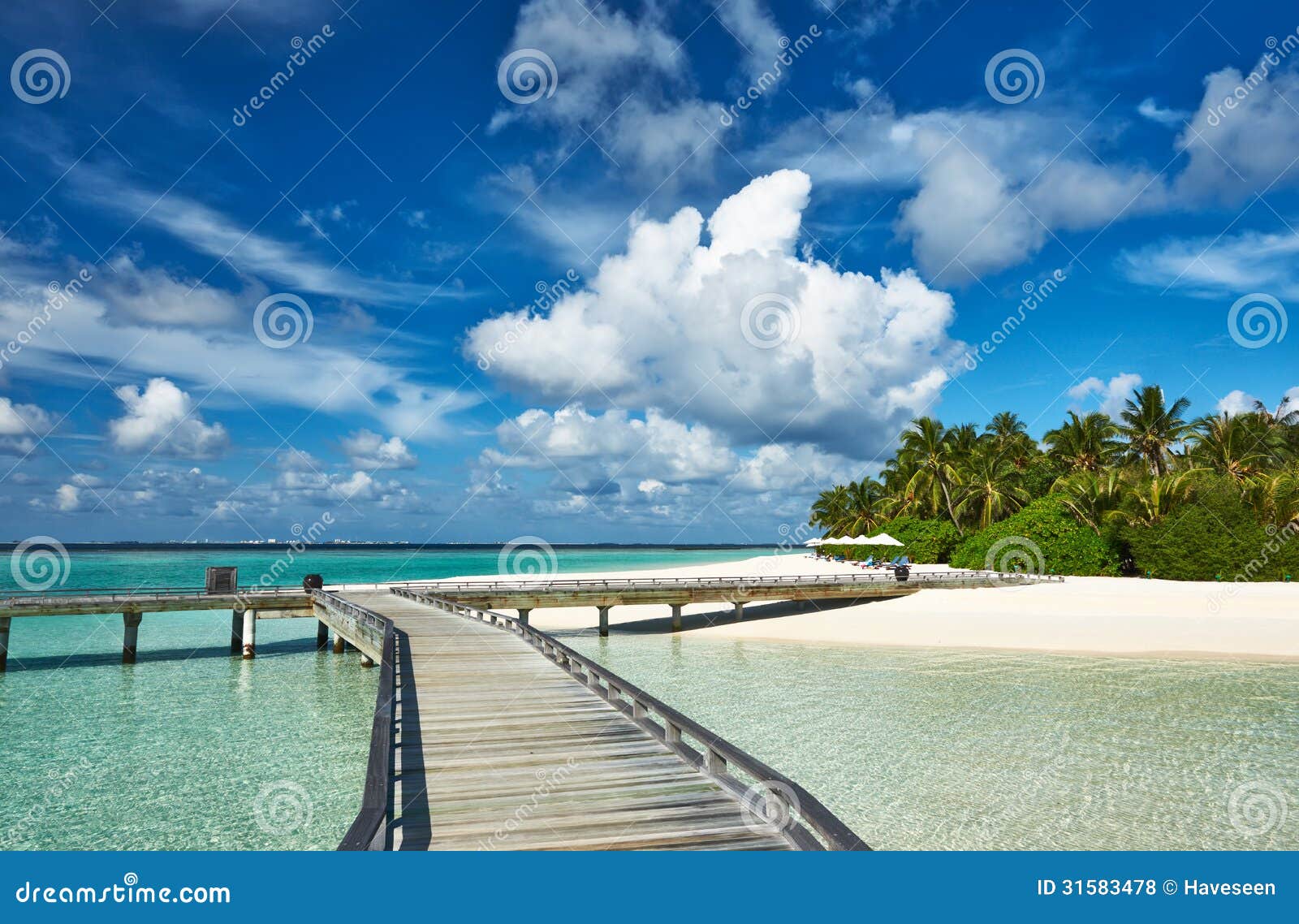 Beautiful beach with jetty stock photo. Image of tropical - 31583478