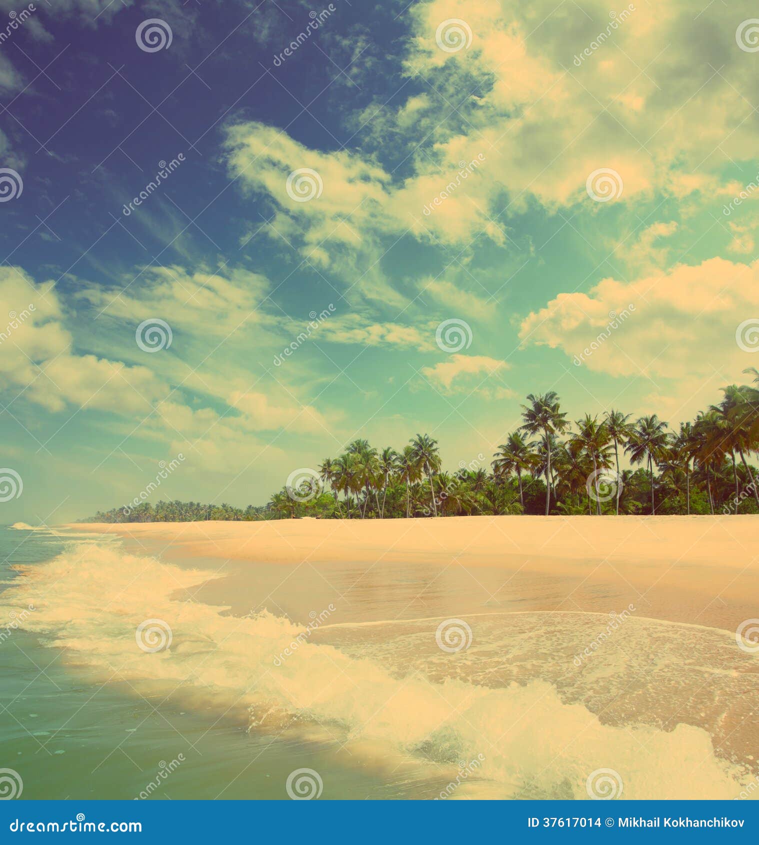 Beautiful Beach Landscape - Vintage Retro Style Stock Photo - Image of ...