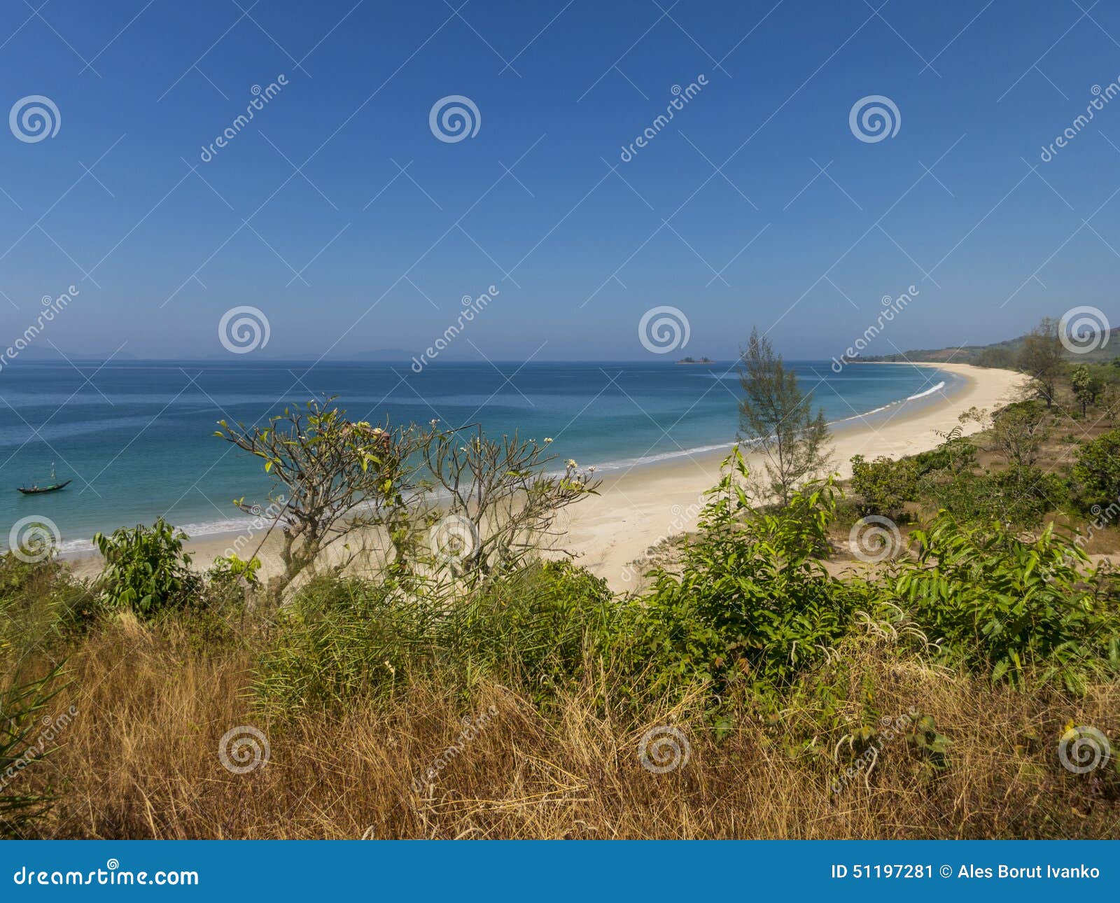 Beautiful beach in Myanmar stock image. Image of pagodas - 51197281