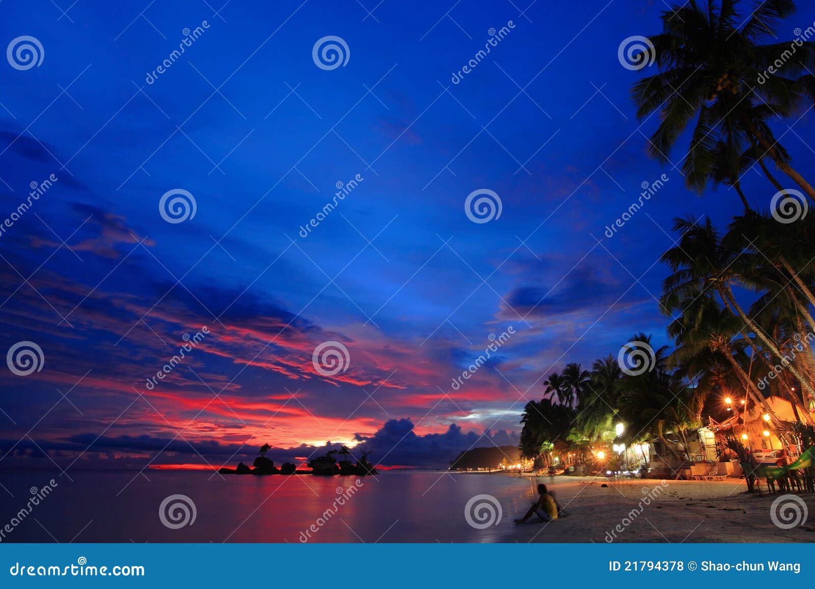 Tropical Beach At Night