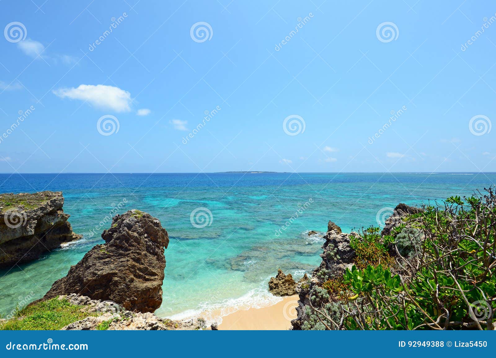 Beautiful beach in Okinawa stock photo. Image of exotic - 92949388