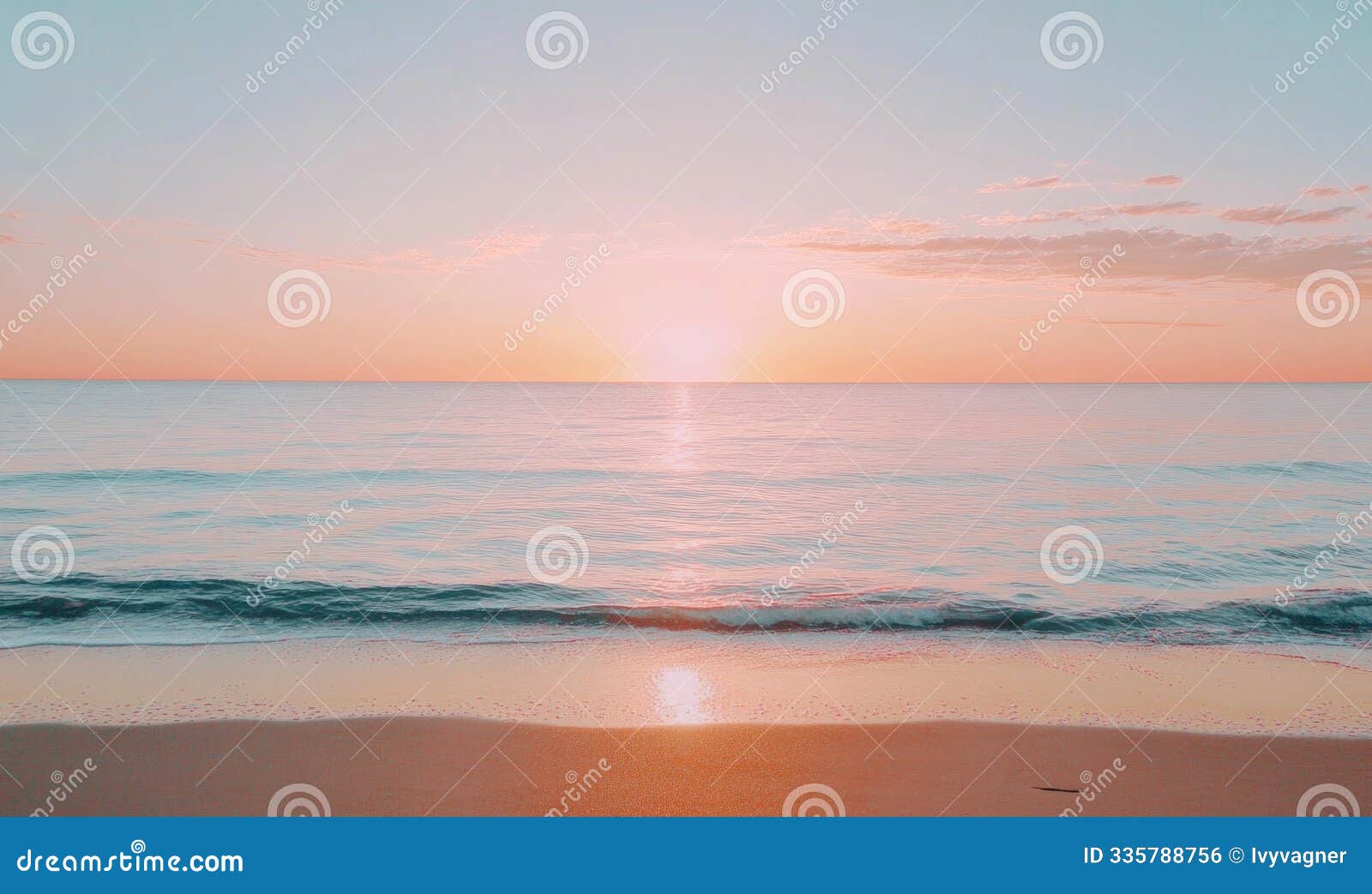 A Beautiful Beach with a Pink and Orange Sunset in the Background Stock ...