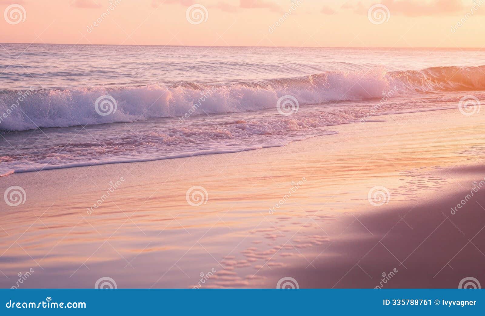 A Beautiful Beach with a Pink and Orange Sunset in the Background Stock ...