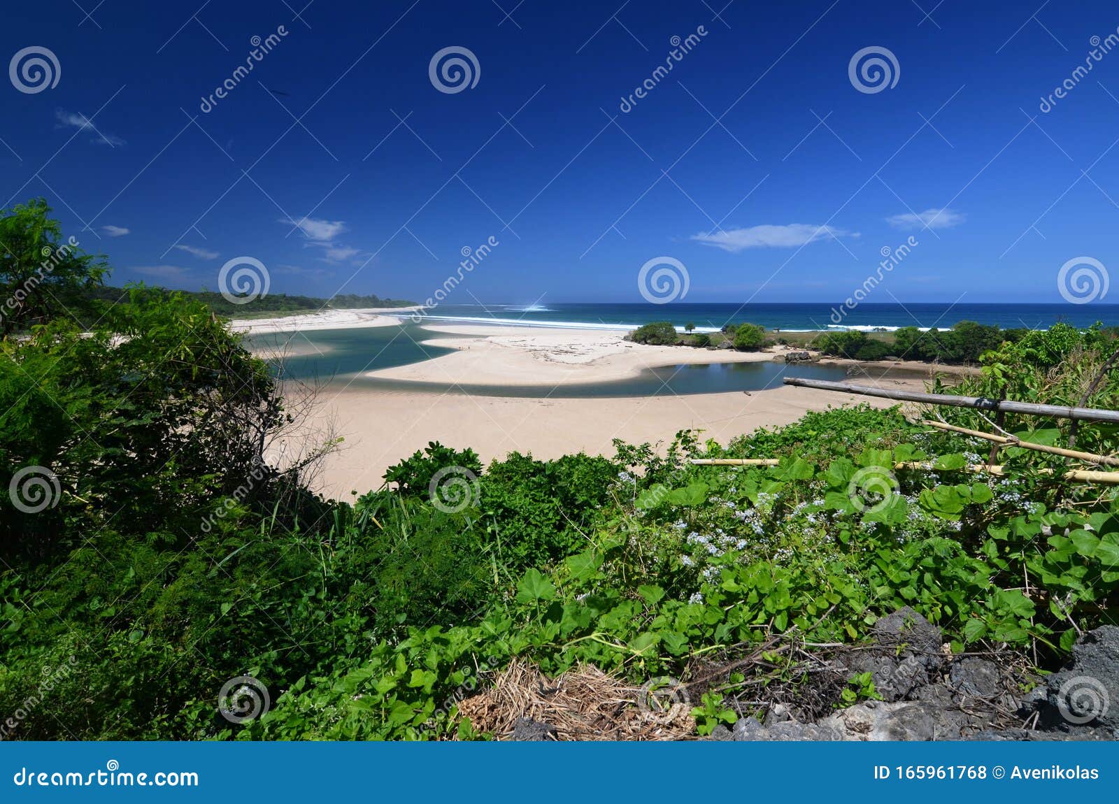 Beautiful Beach with River, Sumba Island, Indonesia Stock Photo - Image ...