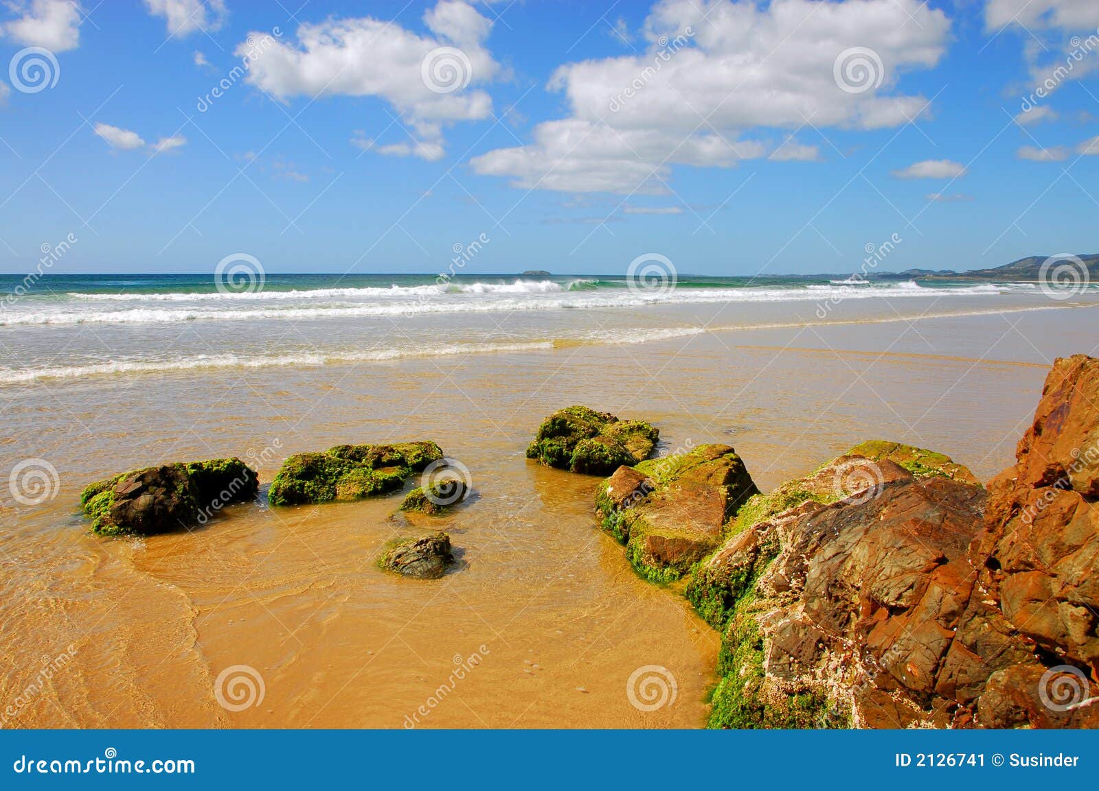 Beautiful Beach with Rocks stock image. Image of walk - 2126741
