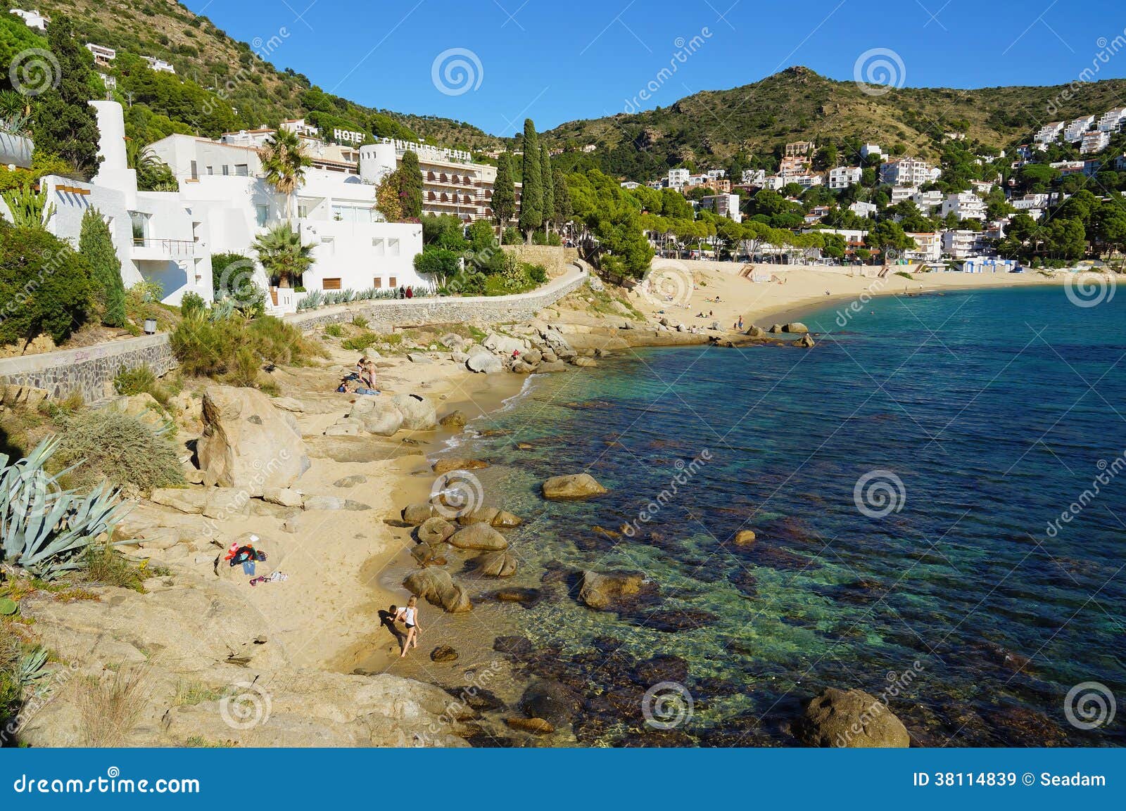 Beautiful Beach with Rocks and Sand in Spain Stock Image - Image of ...