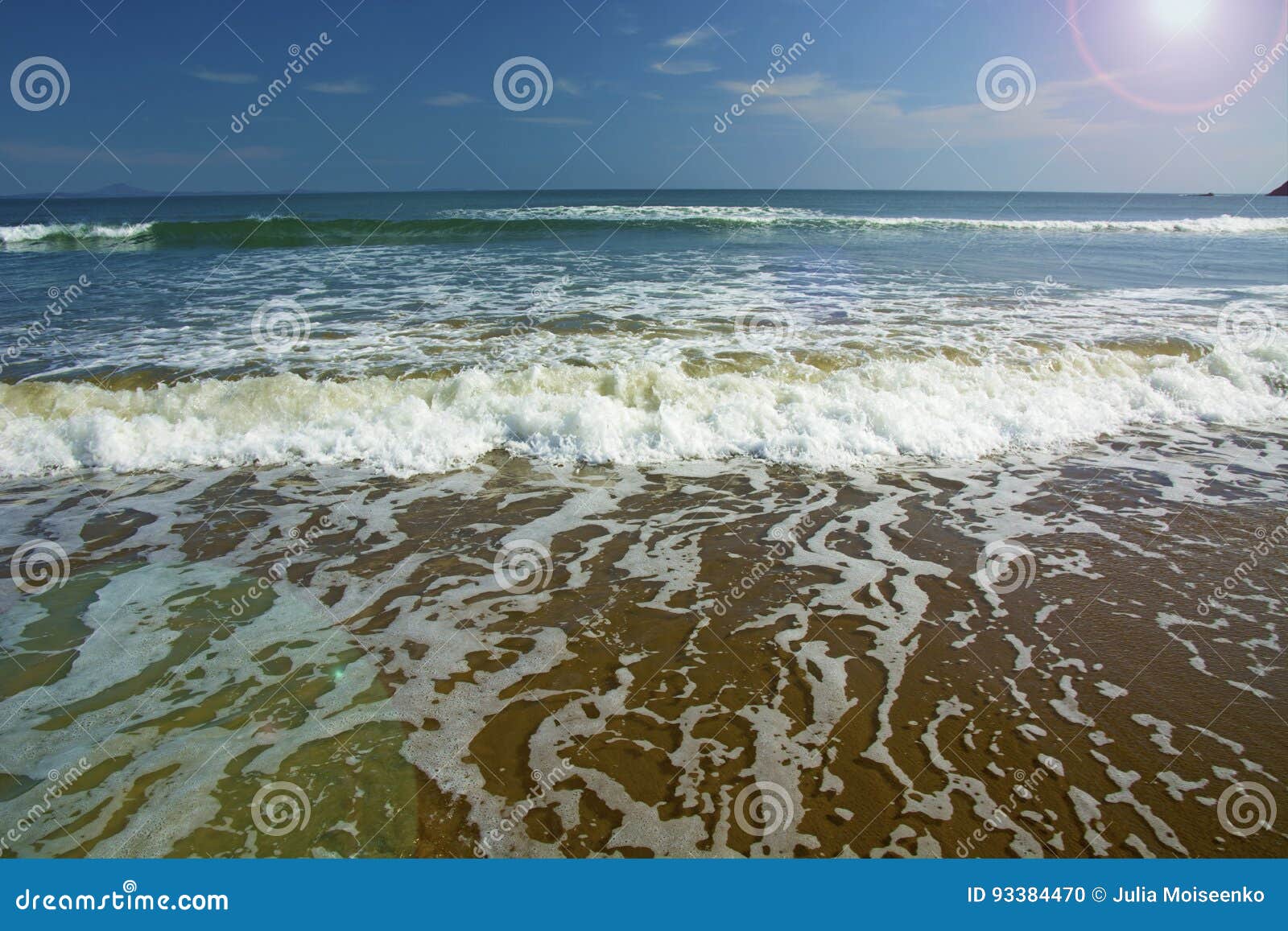 Beautiful Beach, on the Sand Roll Frothy Waves Stock Photo - Image of ...