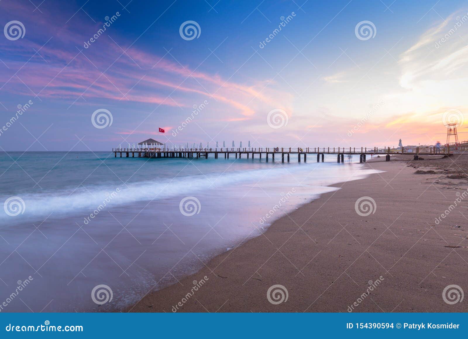 Beautiful Beach Scenery on Turkish Riviera at Sunset, Side Stock Photo ...