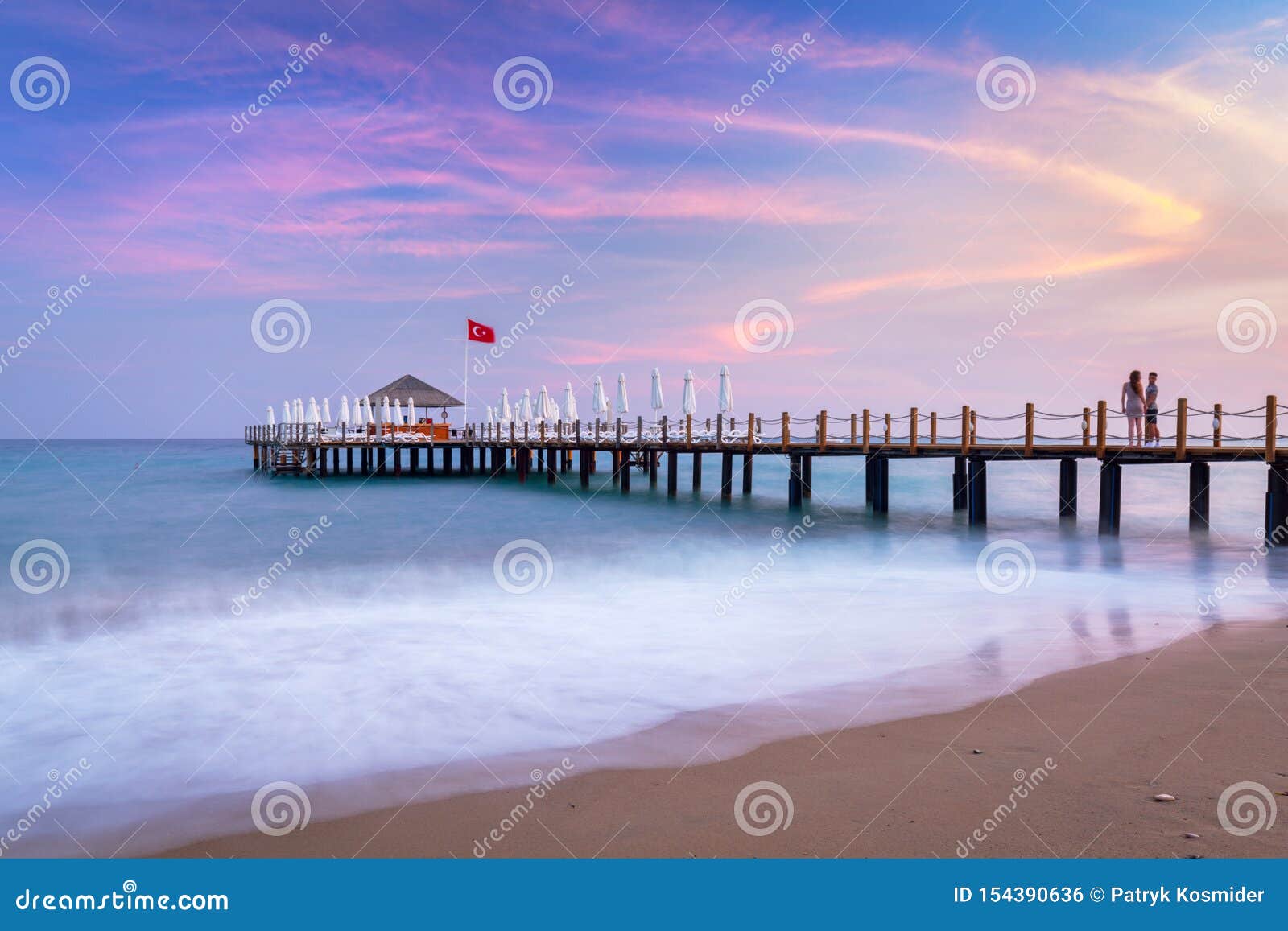 Beautiful Beach Scenery on Turkish Riviera at Sunset, Side Stock Photo ...