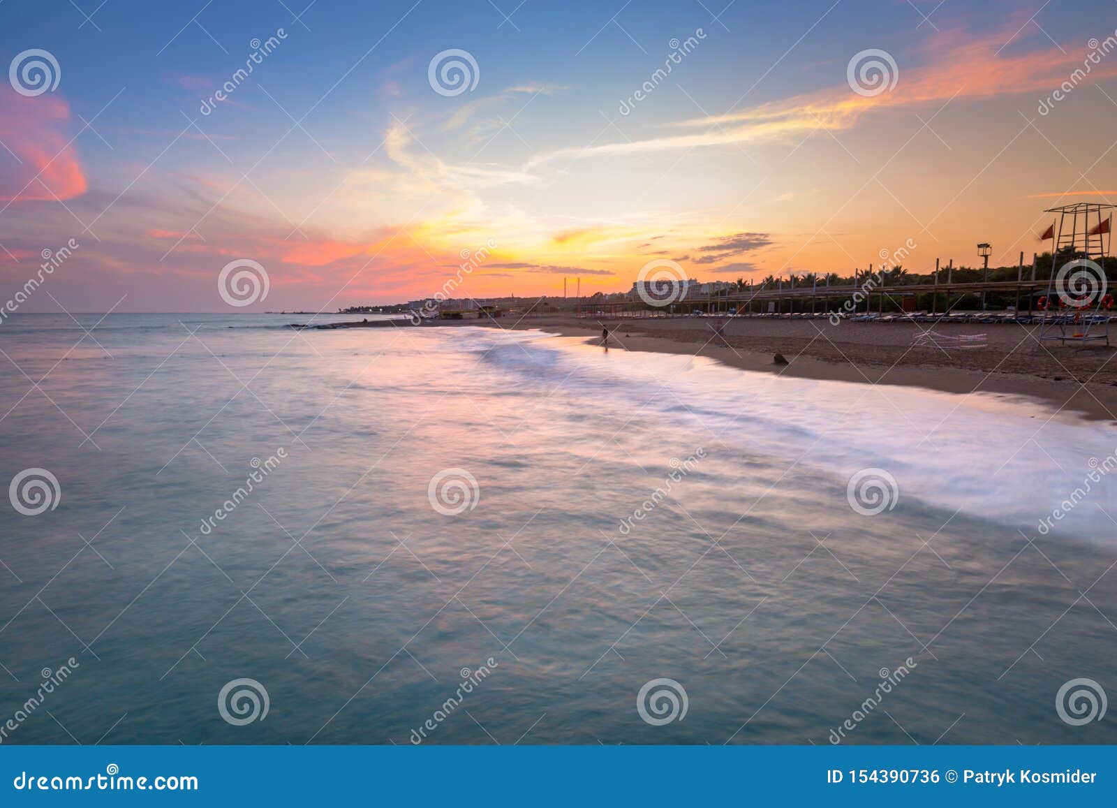 Beautiful Beach Scenery on Turkish Riviera at Sunset, Side Stock Photo ...