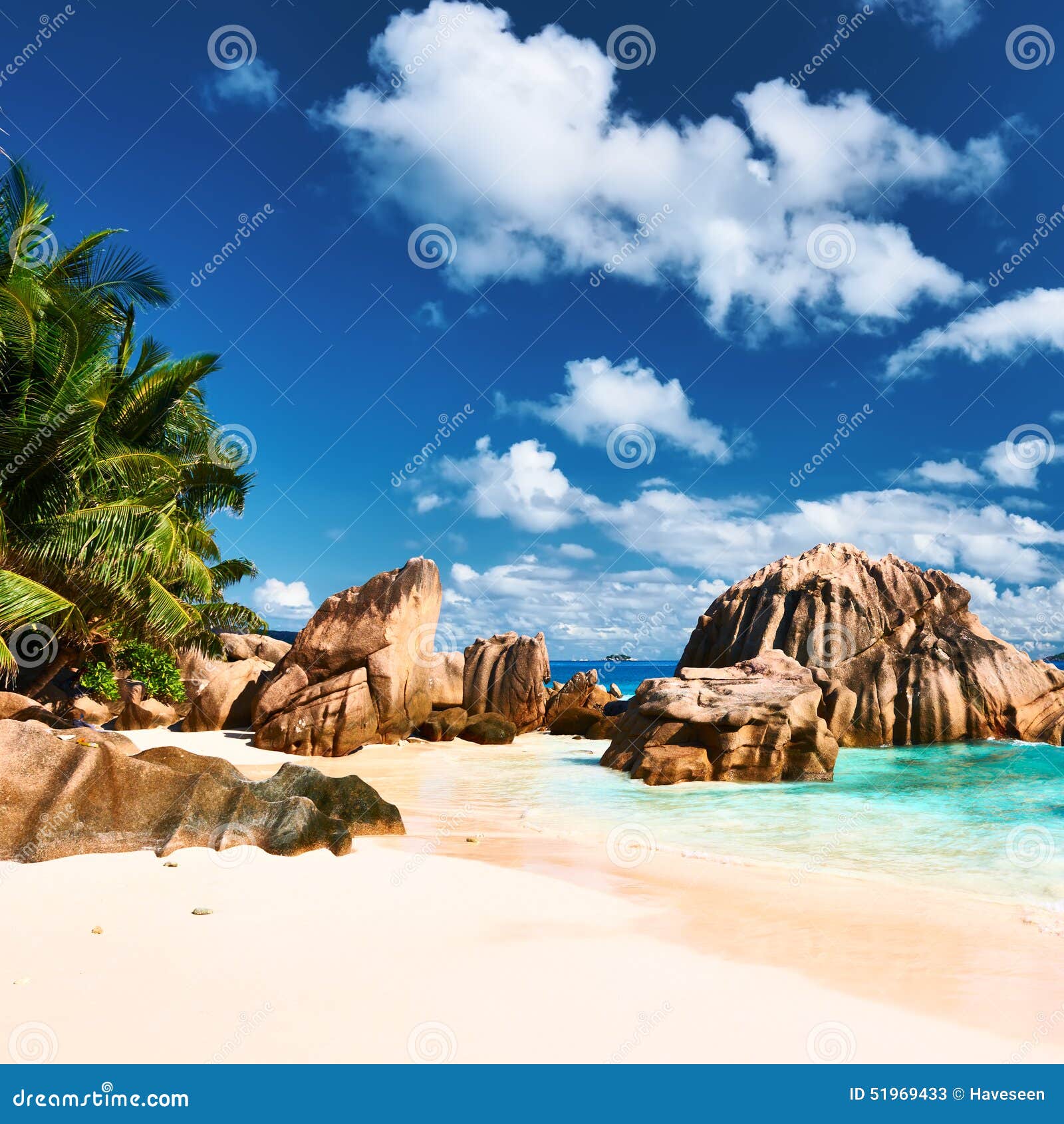 Beautiful Beach at Seychelles Stock Image - Image of palm, clear: 51969433