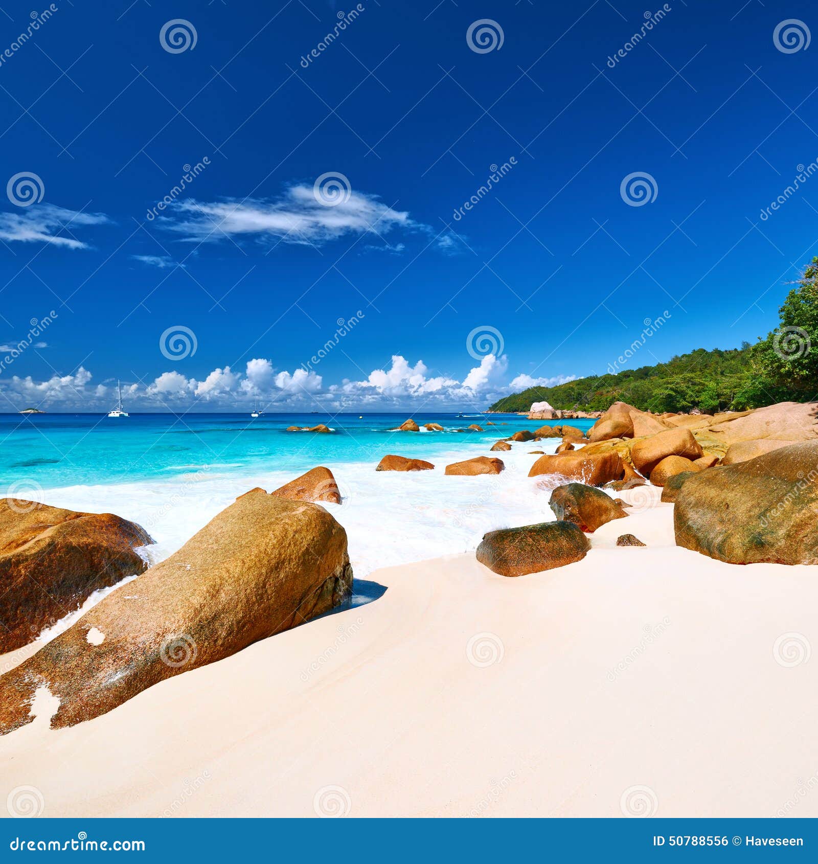 Beautiful Beach at Seychelles Stock Photo - Image of resort, leisure ...