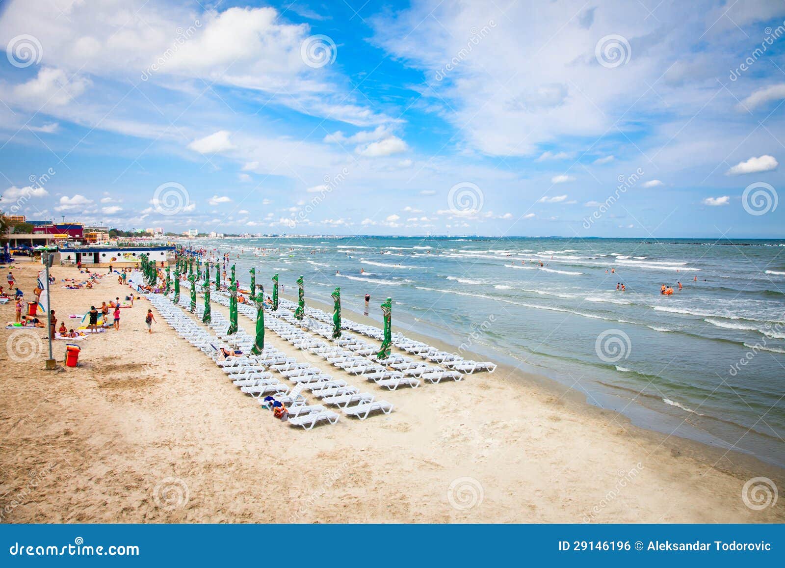 Beautiful Beach in Summer on August 11, 2012 Mamaia, Romania. Editorial ...