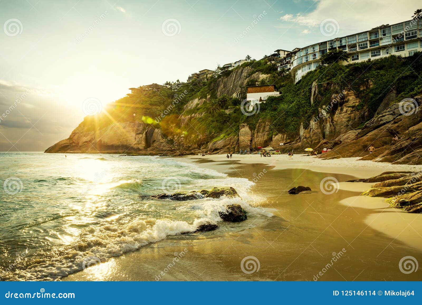 Beautiful Beach at the Sunset Stock Photo - Image of panoramic, tourist ...