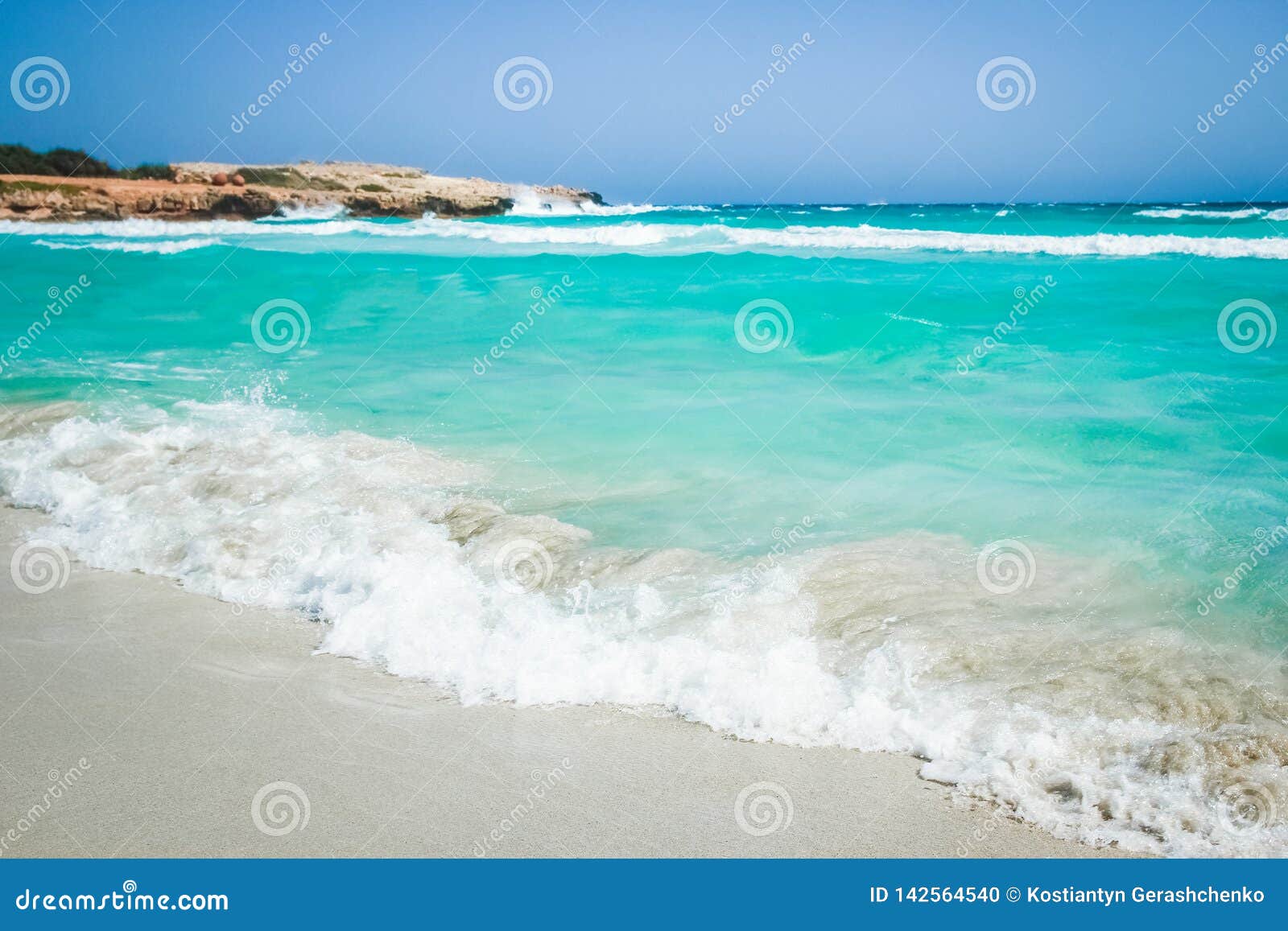 Beautiful Beach with Waves in the Nature of the Background Stock Photo ...