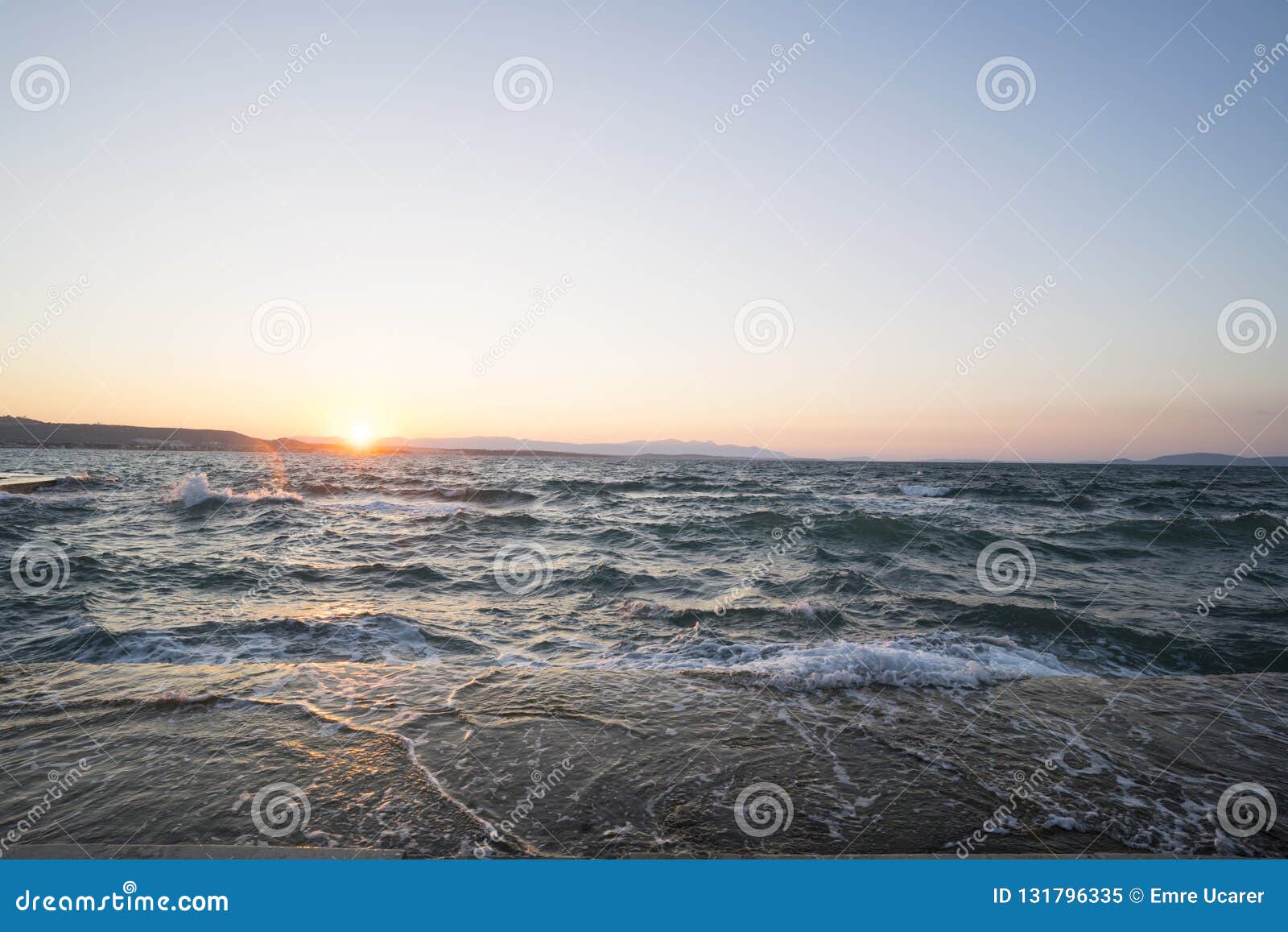Beachscape in Izmir stock image. Image of sunrise, coast - 131796335