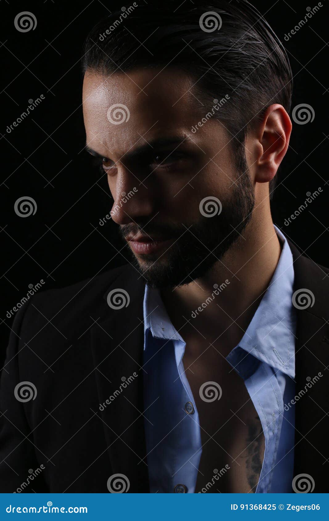 Beautiful bearded man stock image. Image of black, model - 91368425