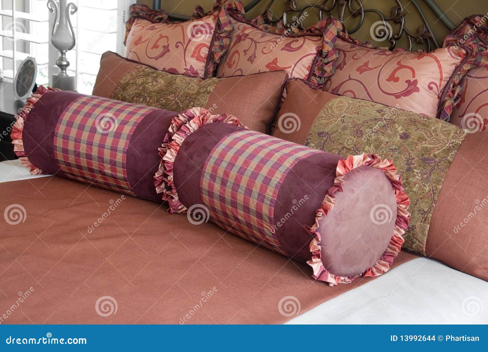 Beautiful Bedroom Textiles and Bedding. Stock Photo - Image of ...