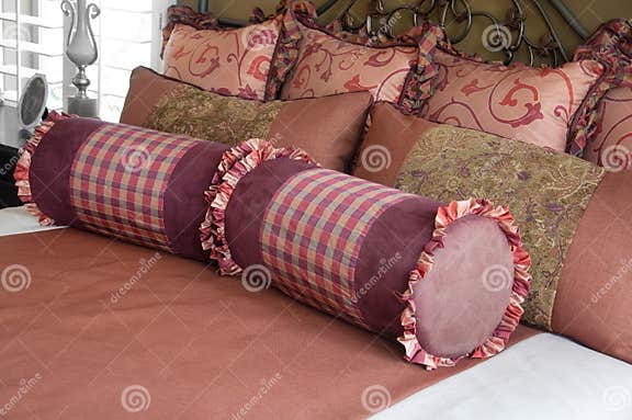 Beautiful Bedroom Textiles and Bedding. Stock Photo - Image of ...