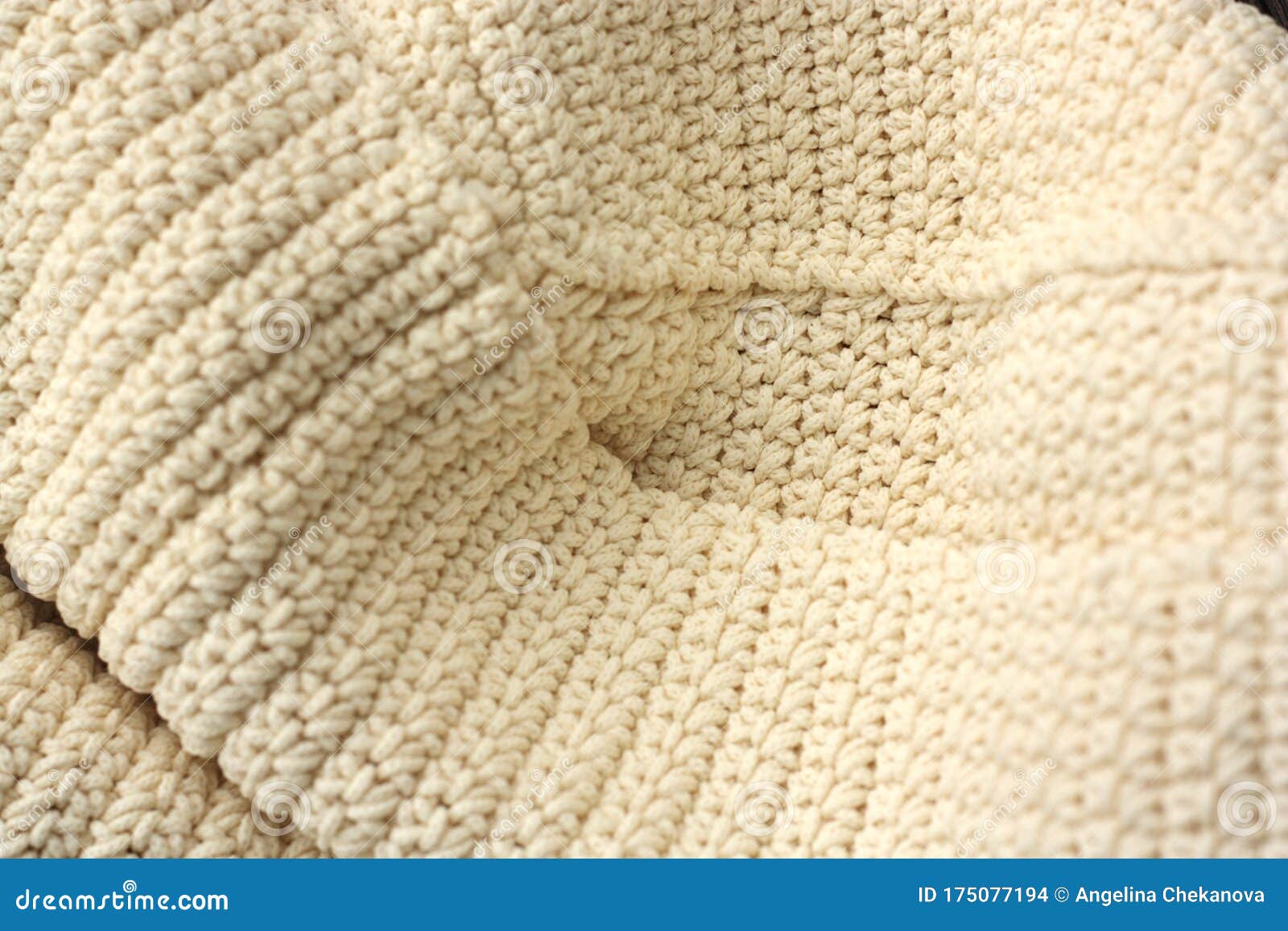 Beautiful Beige Knitted Fabric Close Up View Stock Photo - Image of ...