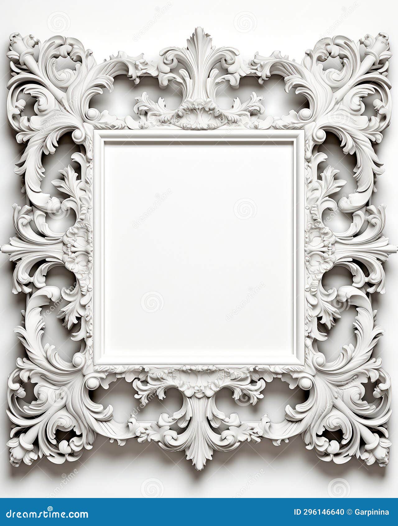 Beautiful White Rectangular Big Art Deco Painting Frame on White ...