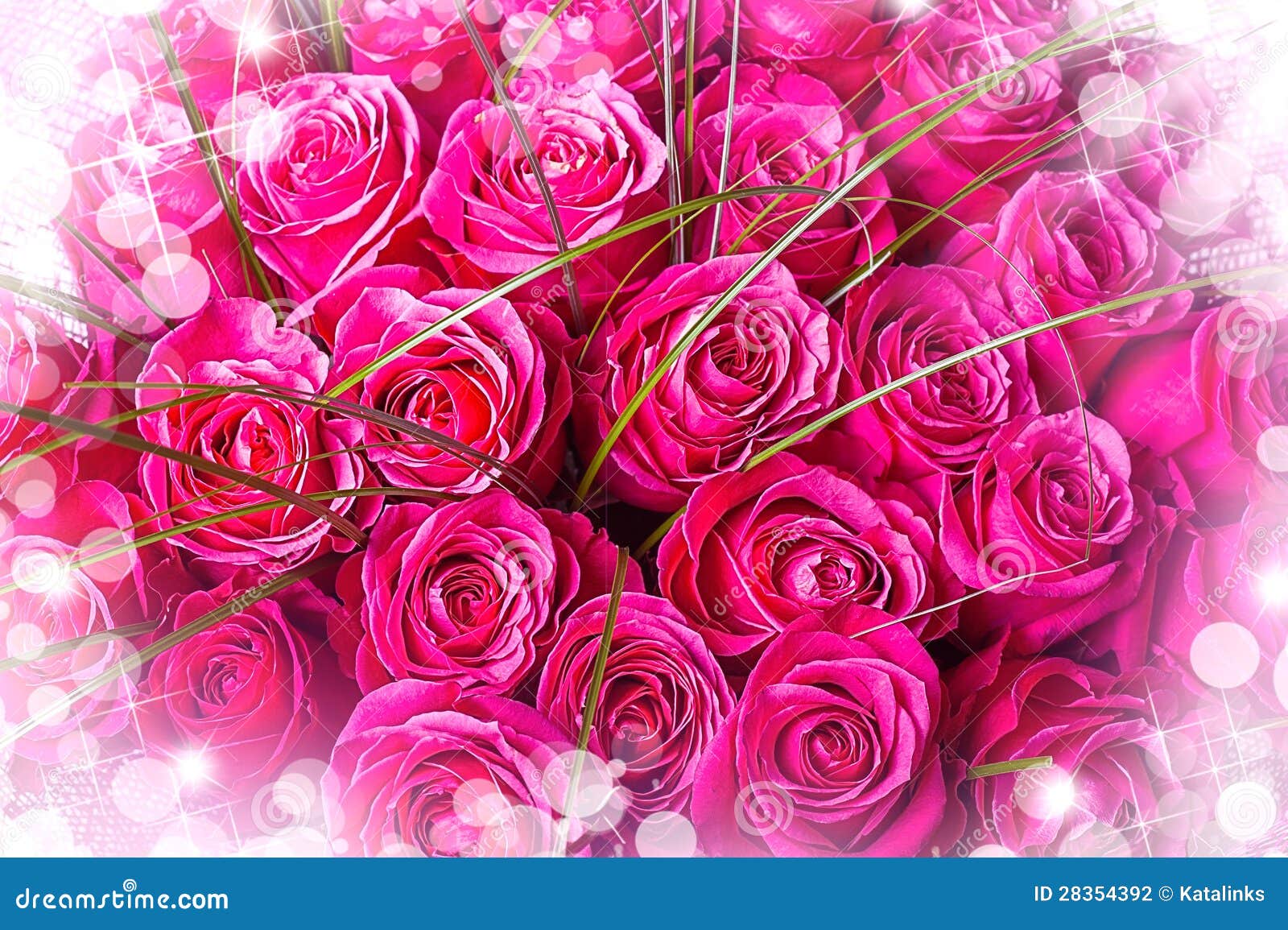 Beautiful Big Bouquet of Pink Roses Stock Photo - Image of growing ...