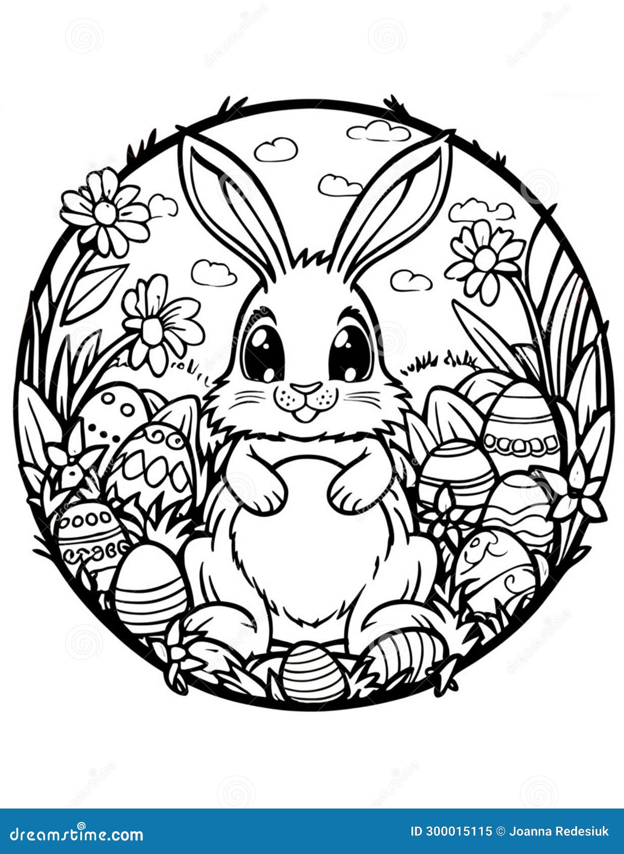Beautiful Easter Bunny with Easter Egg Coloring Page for Kids for ...