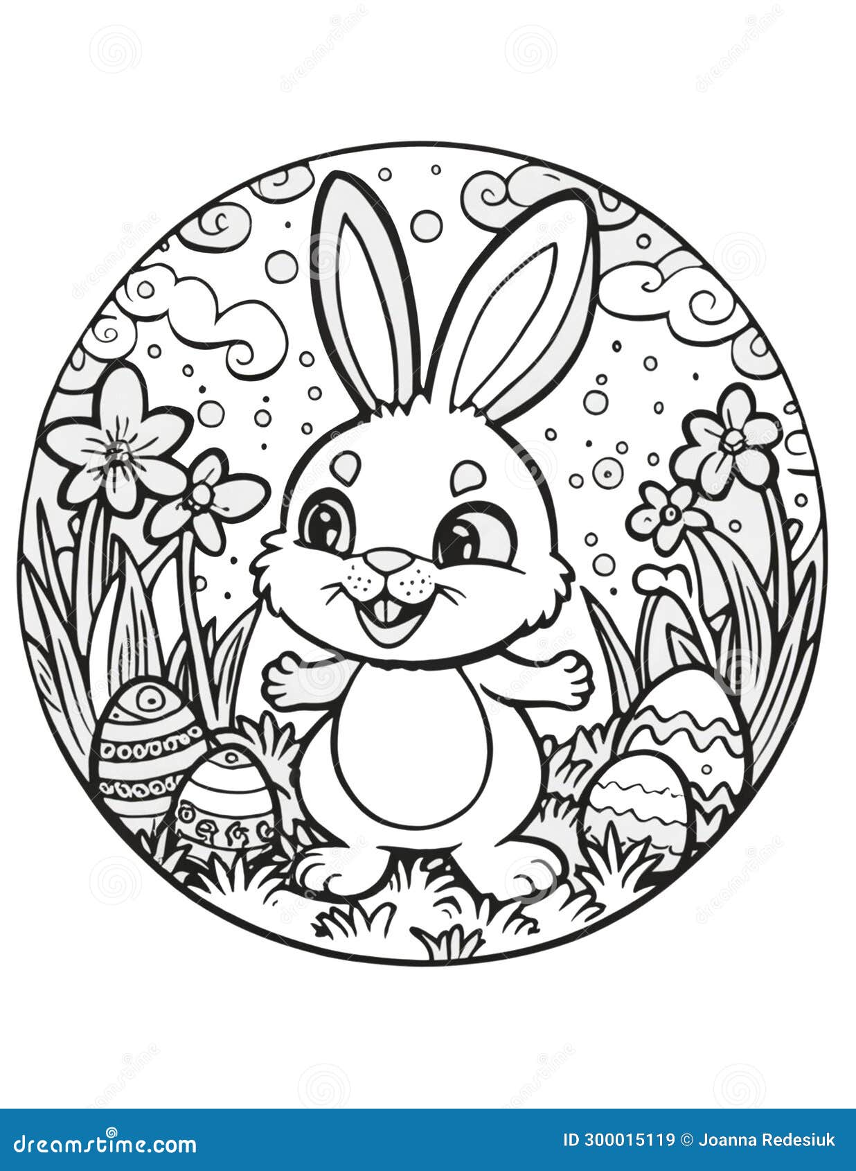 Beautiful Easter Bunny with Easter Egg Coloring Page for Kids for ...