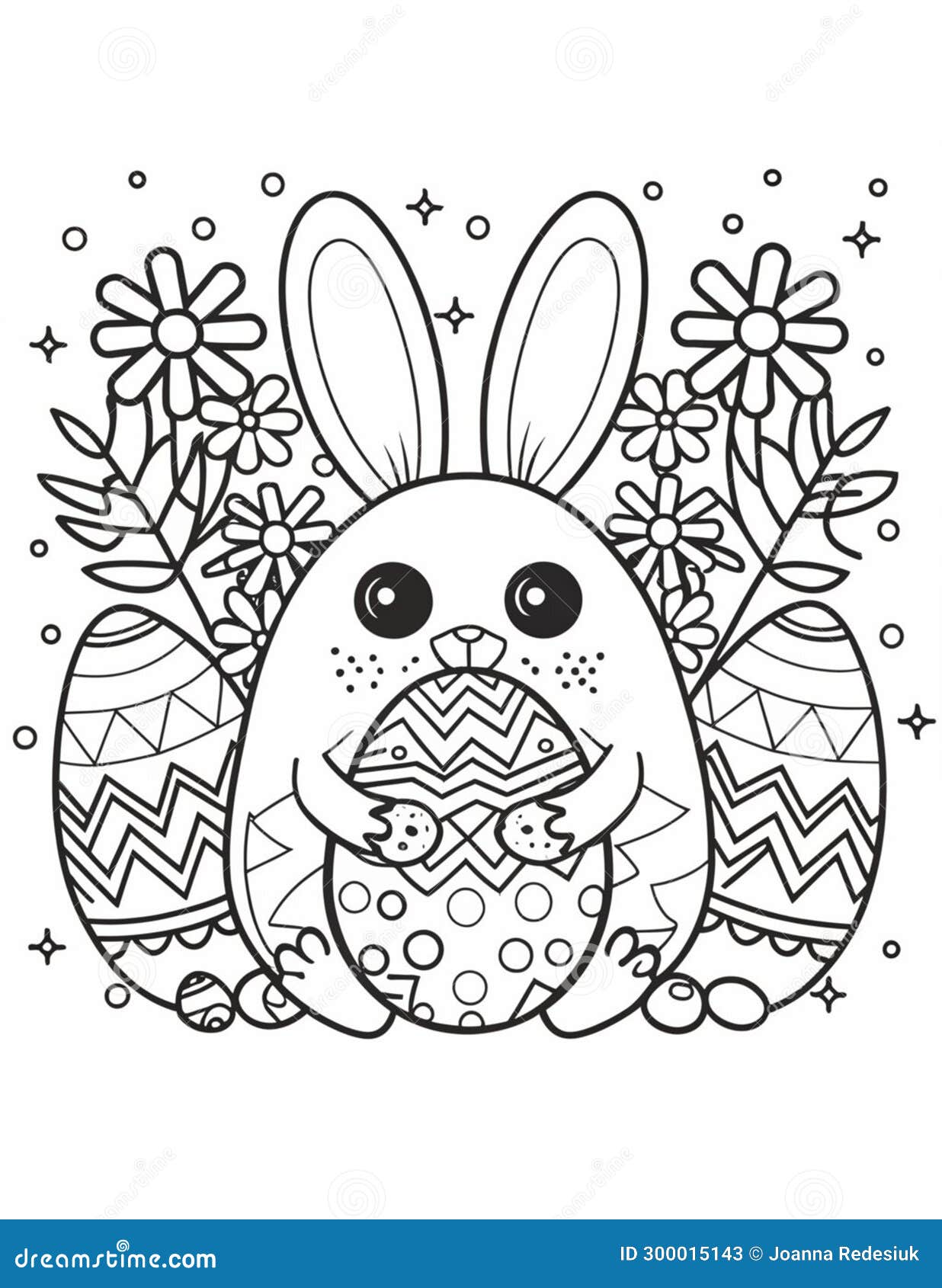Beautiful Easter Bunny with Easter Egg Coloring Page for Kids for ...