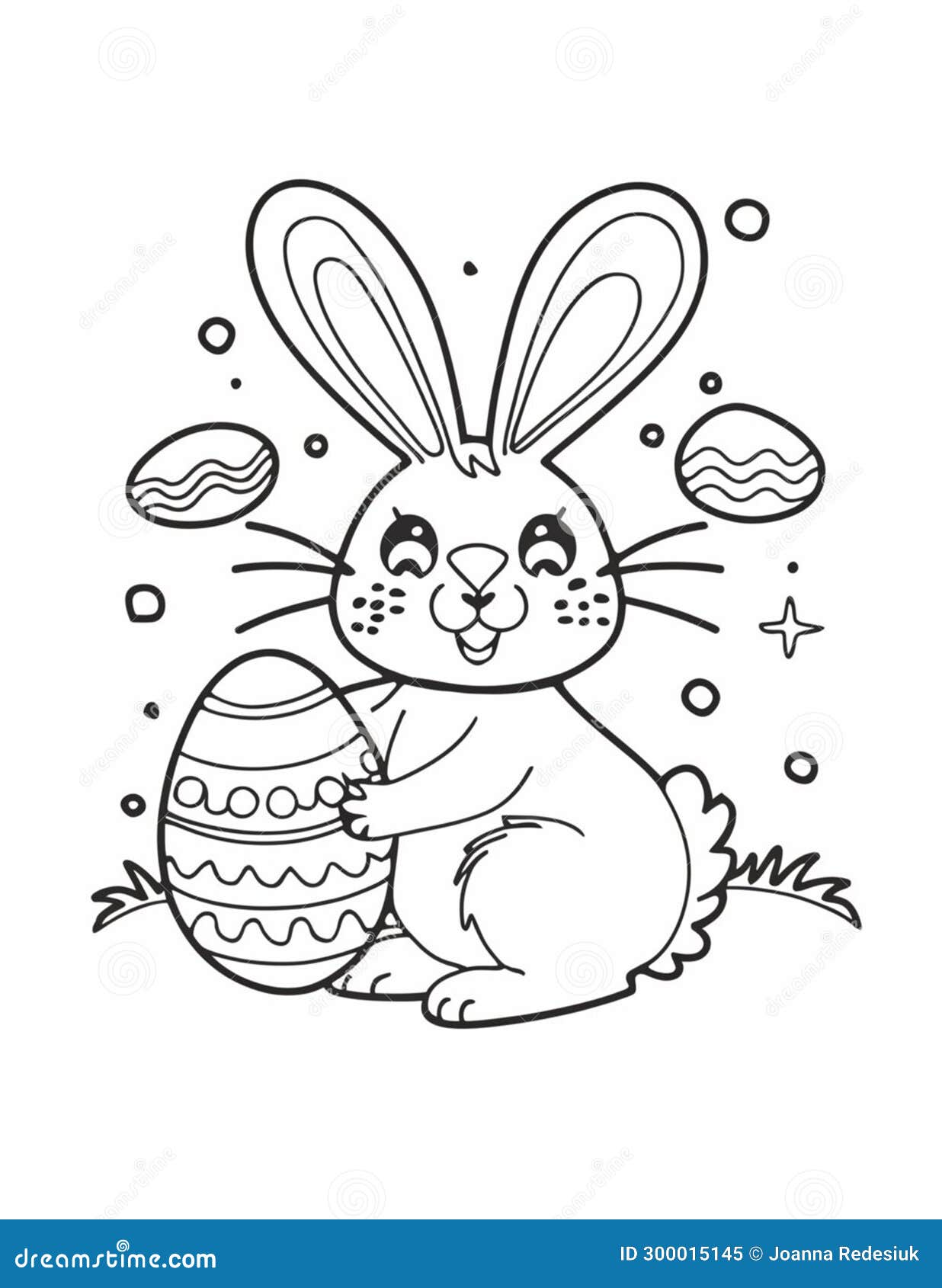 Beautiful Easter Bunny with Easter Egg Coloring Page for Kids for ...