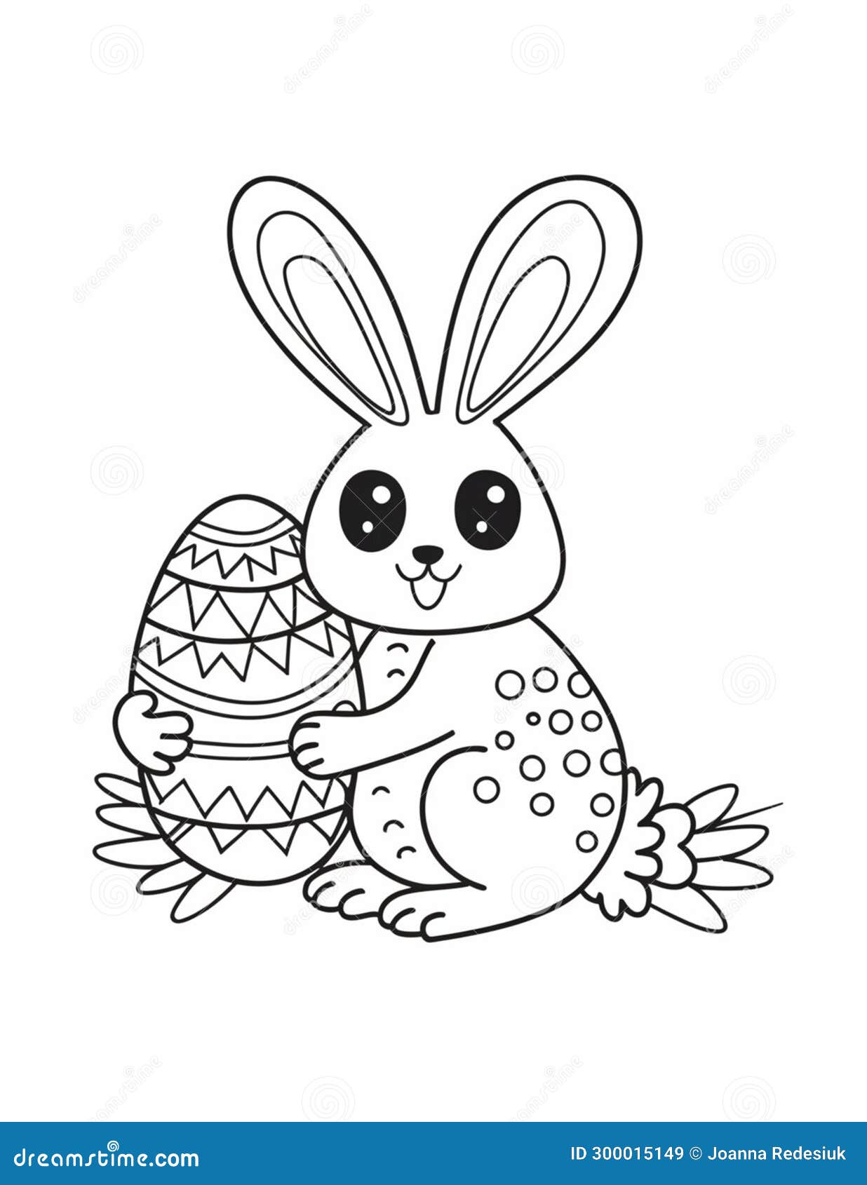 Beautiful Easter Bunny with Easter Egg Coloring Page for Kids for ...