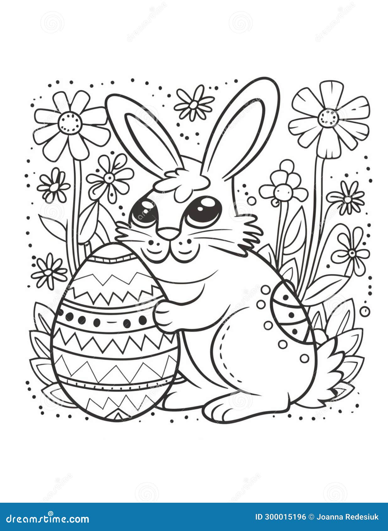 Beautiful Easter Bunny with Easter Egg Coloring Page for Kids for ...