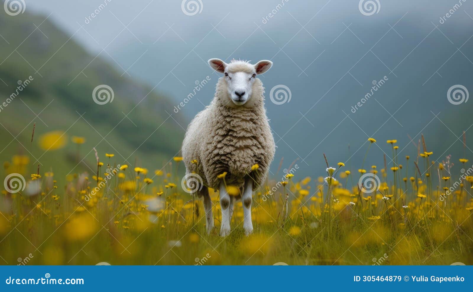 A Beautiful Big Fat Sheep Stands and Looks at the Camera Stock Image ...