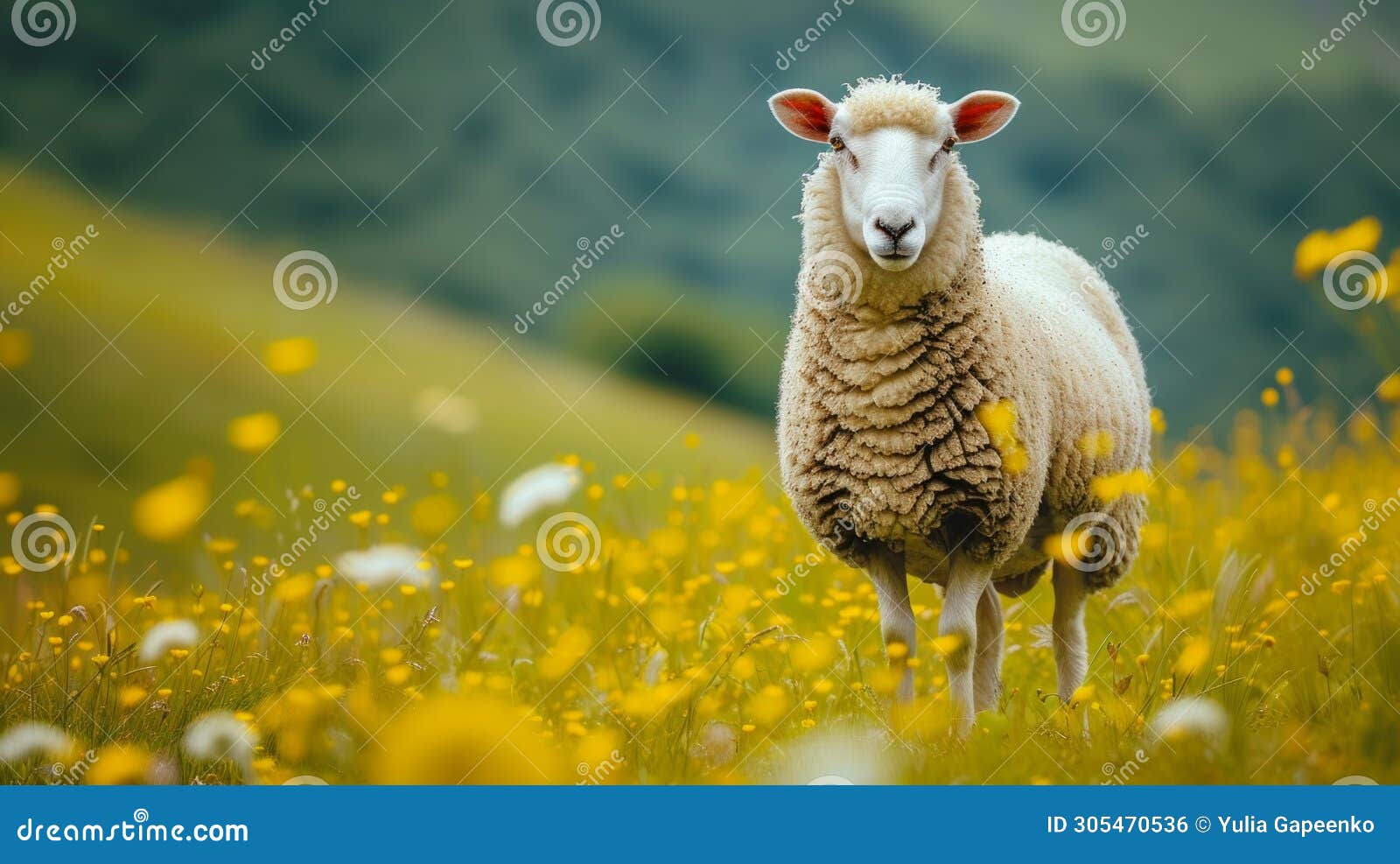 A Beautiful Big Fat Sheep Stands and Looks at the Camera Stock Photo ...